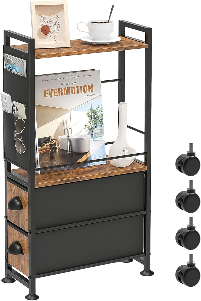 Amazon.com: Oppro Narrow Side Tables with 2 Drawer for Small Spaces ...