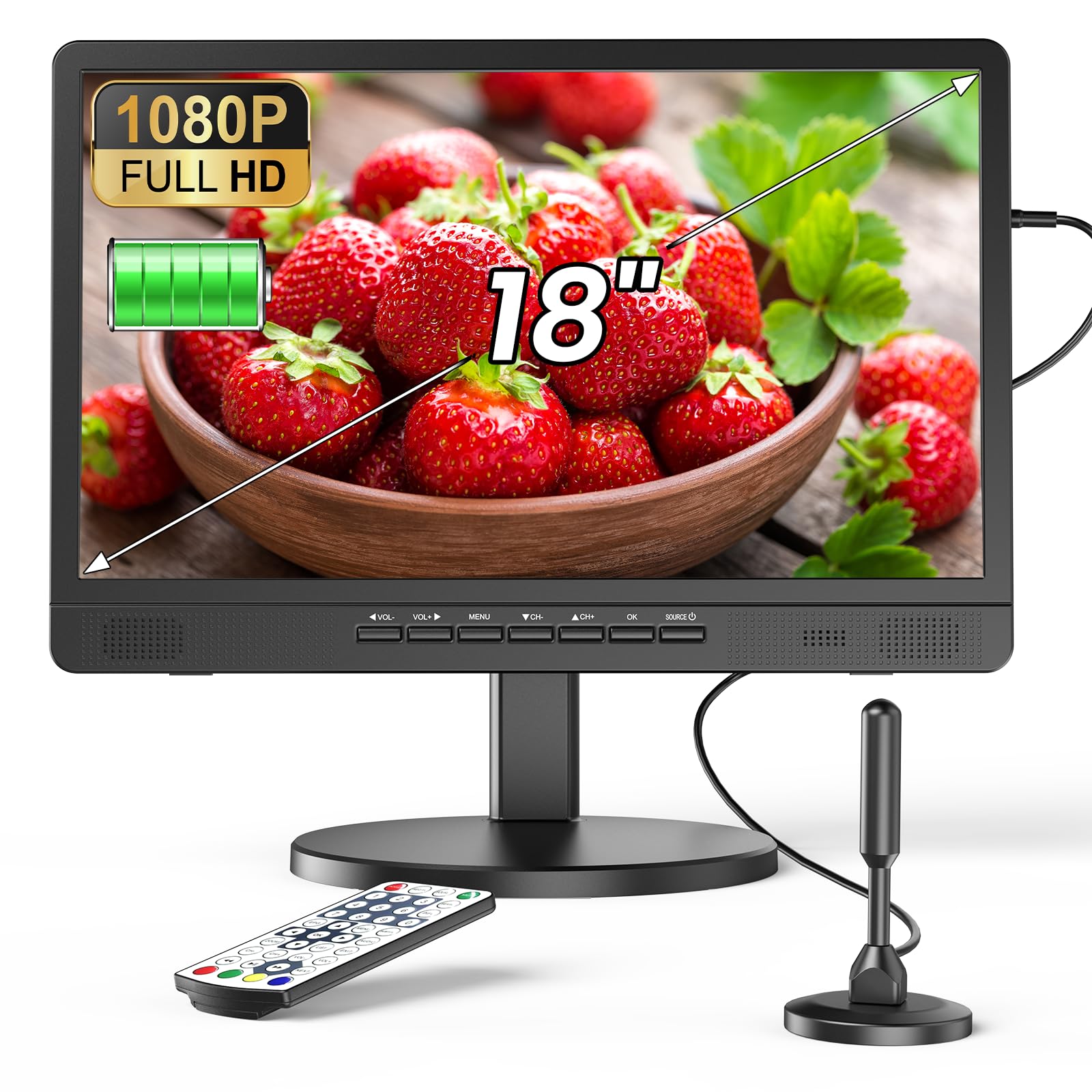 ARAFUNA 18 Inch Small TV with Antenna, Portable TV with Freeview DVB/T2 ...
