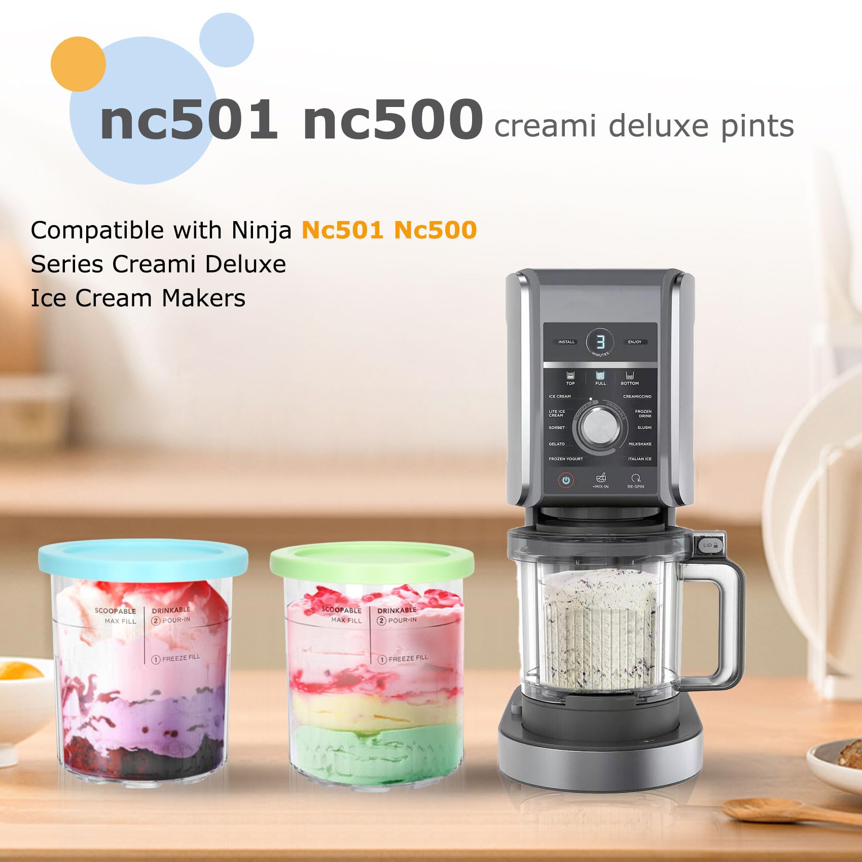 Snapklik.com : For Ninja Creami Deluxe Pints- 2 Pack, NC500 NC501 Ice ...