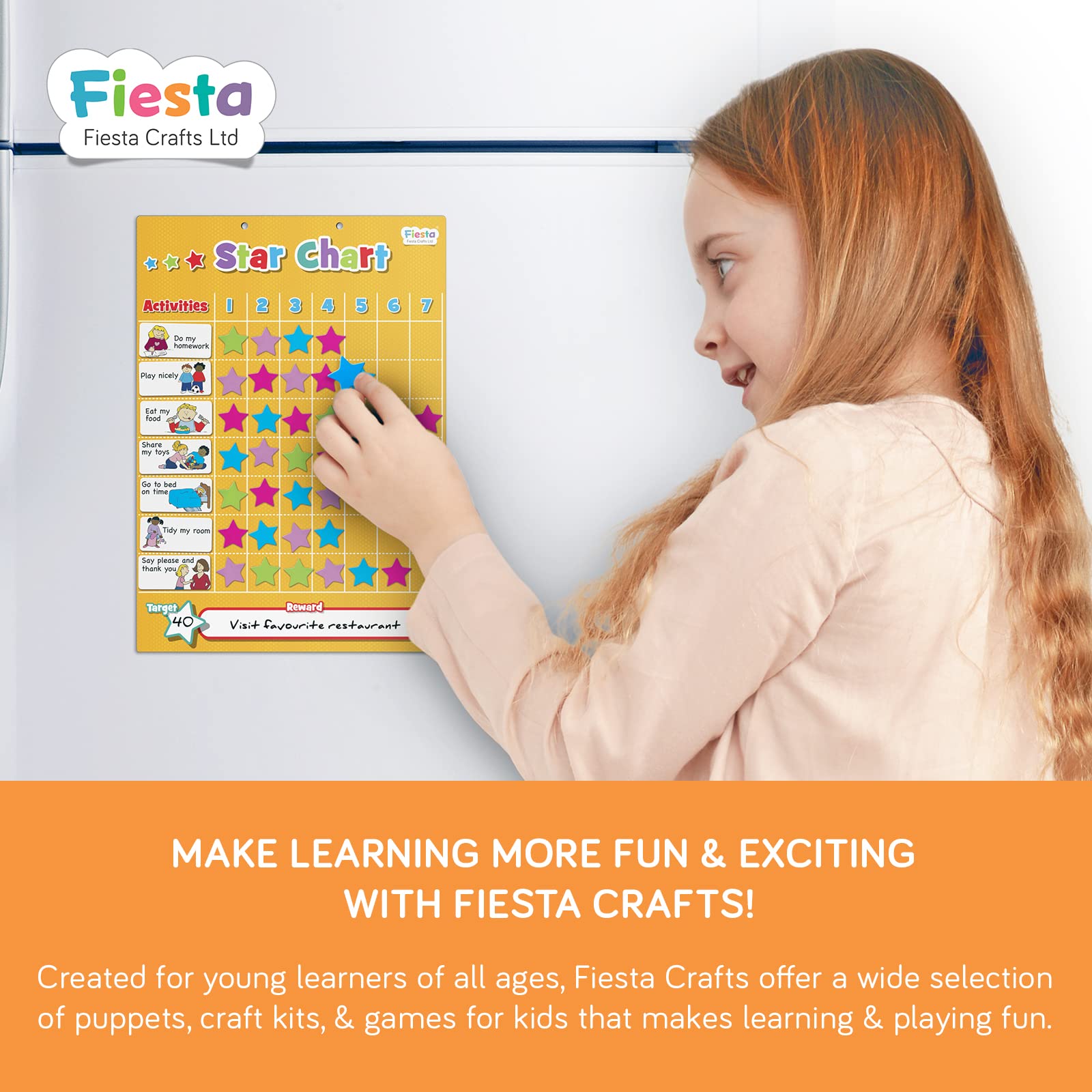 Fiesta Crafts Star Chart - Magnetic Activity Board for Kids, Toddlers ...