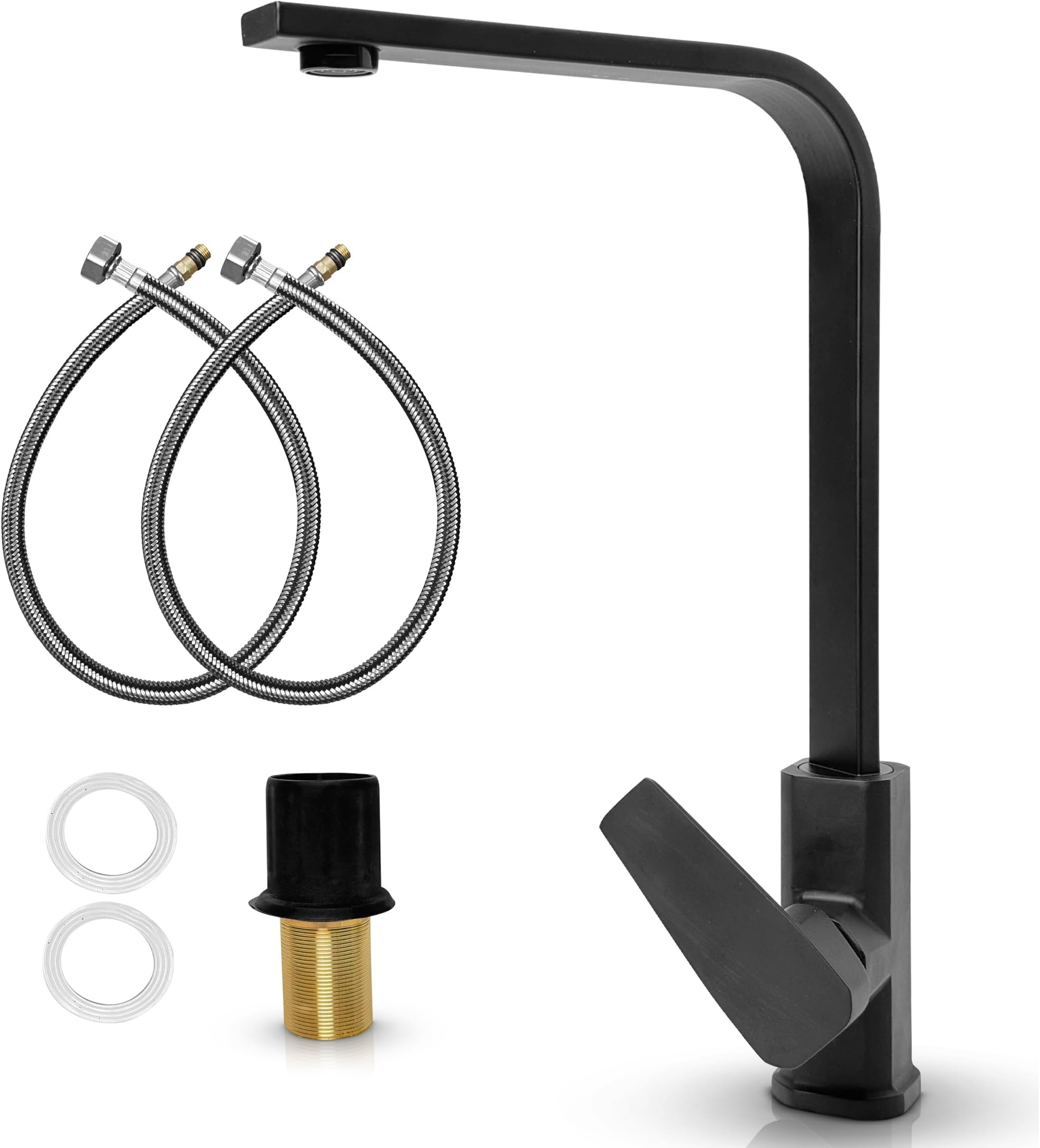 Soft Collection Emilia Black Kitchen Tap Mixer - Stainless Steel Sink ...