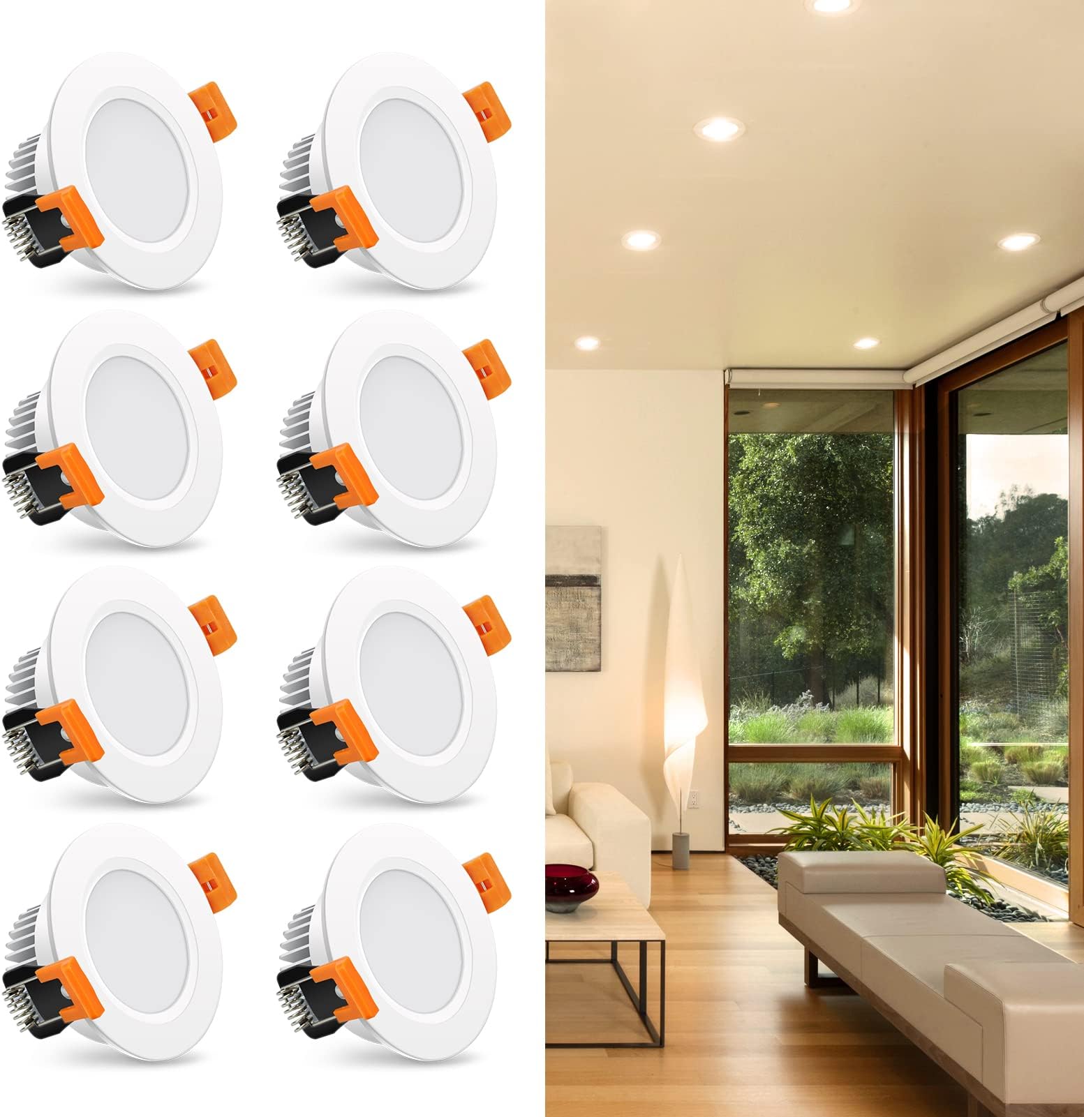 2 Inch LED Recessed Lighting, 3W Dimmable Downlight, Warm White 3000K ...