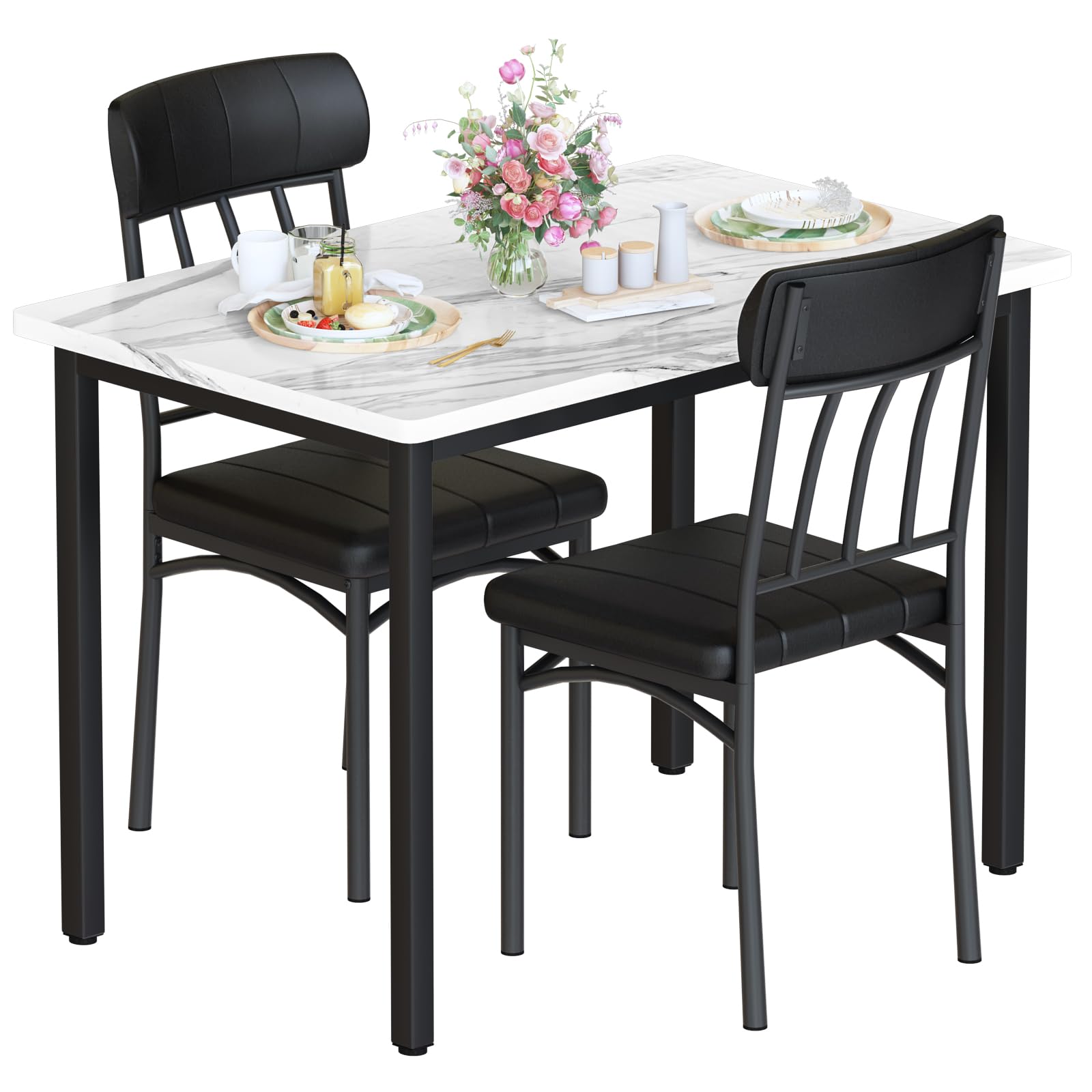 Amazon.com - AWQM 3 Piece Dining Table Set, Small Industrial Kitchen ...