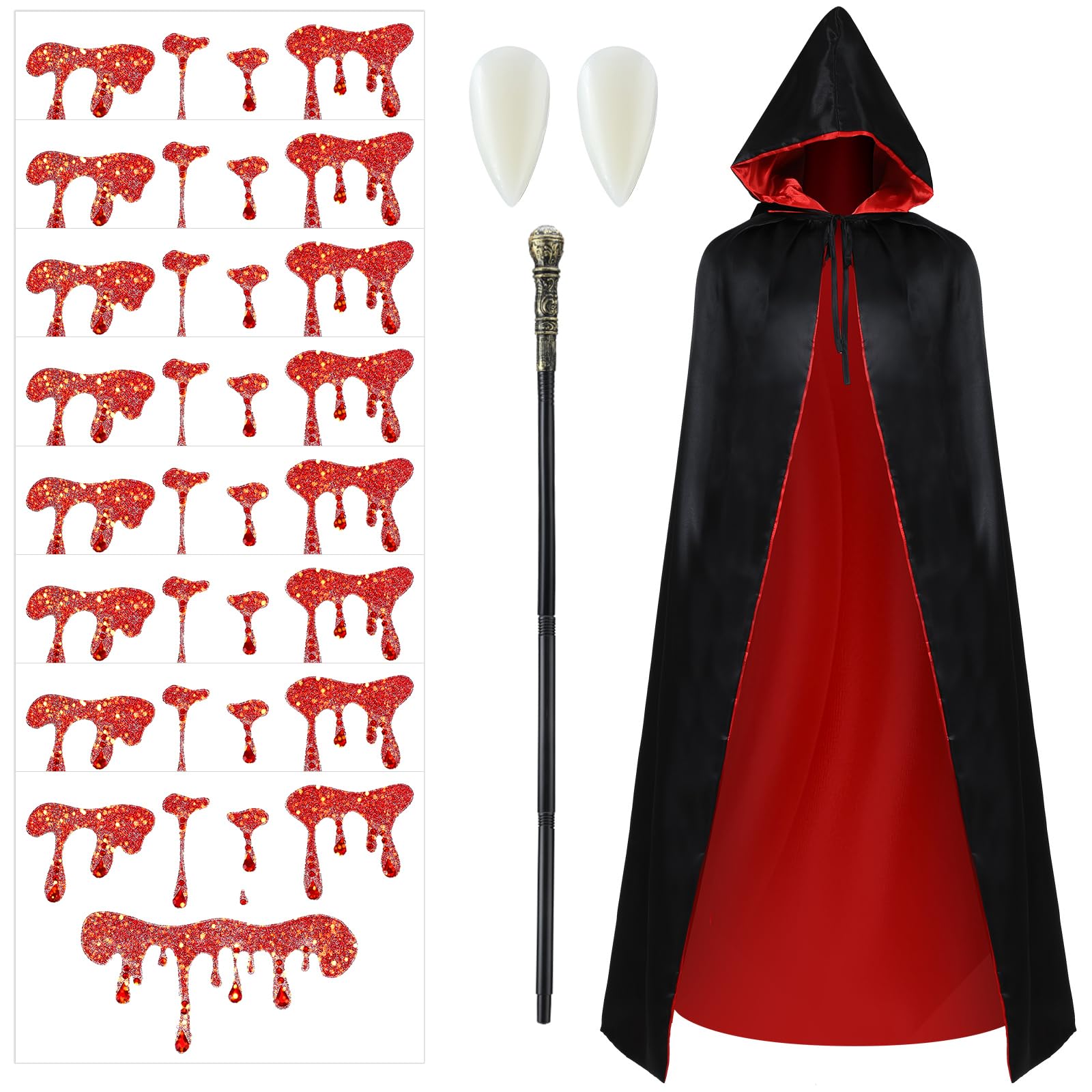 Amazon.com: Jeyiour 11 Pcs Halloween Vampire Costume for Adult Hooded ...