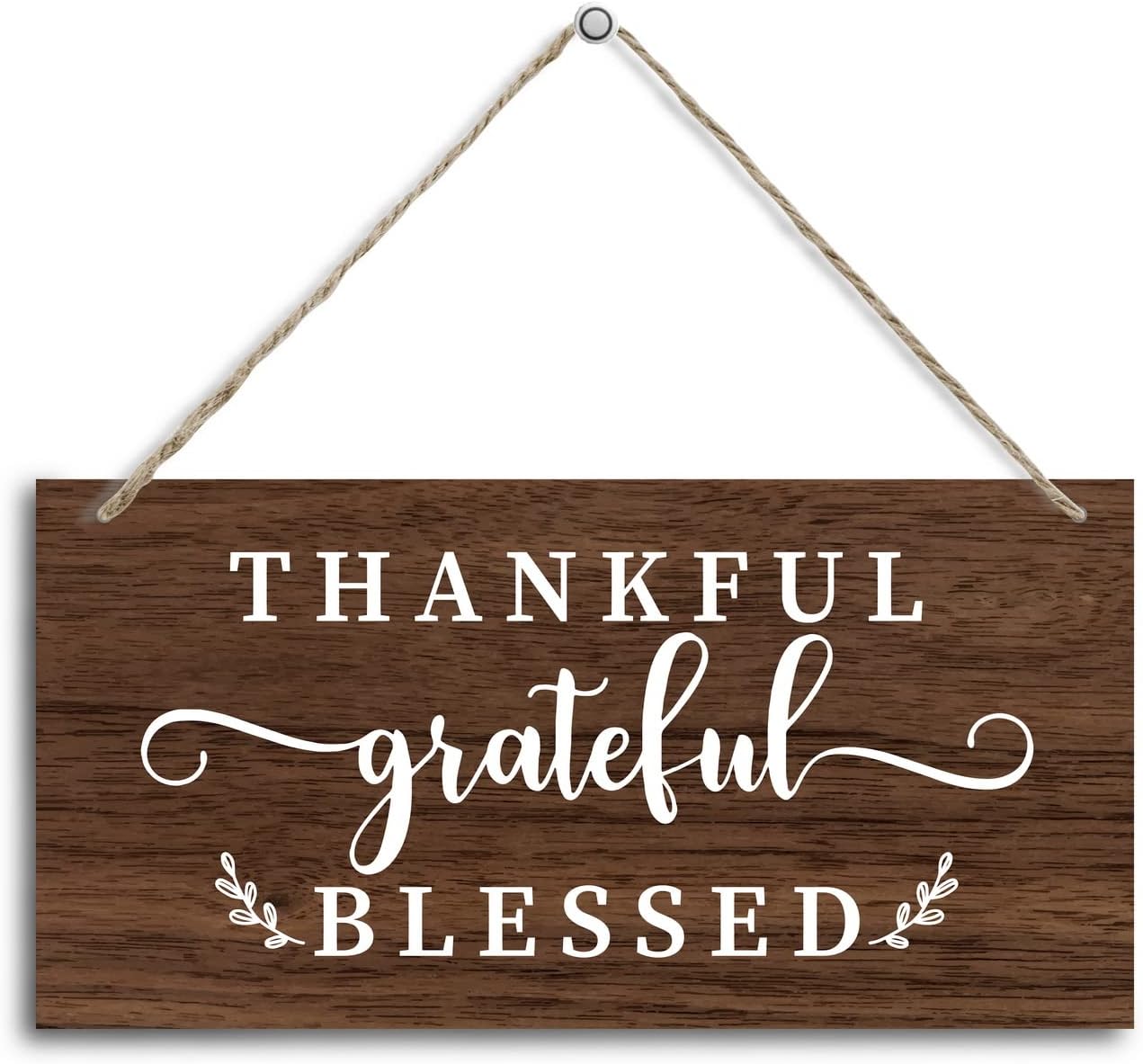 Amazon.com : Thankful Grateful Blessed Wooden Hanging Sign Decor, Front ...