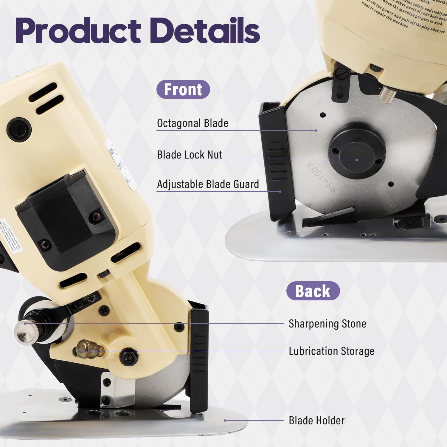 Snapklik.com : Electric Rotary Fabric Cutter, 110V Electric Fabric ...