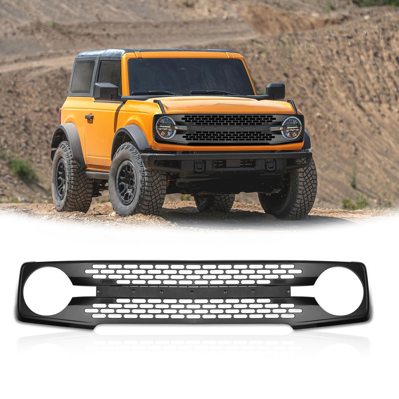 Buy Grille Grill Fit for 2021 2022 2023 2024 Ford Bronco Matte black ...