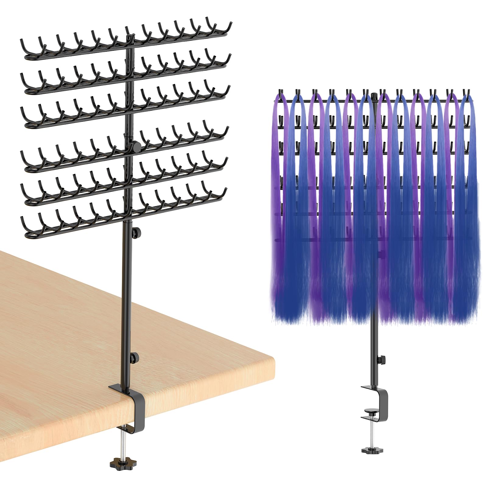 Amazon.com: Braiding Hair Rack on Desktop, 144 Pegs Height Adjustable ...
