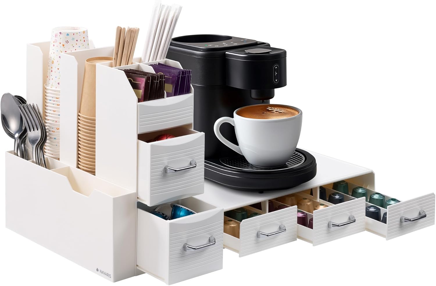Amazon.com: Navaris Coffee Station Organizer - Space-Saving Design for ...