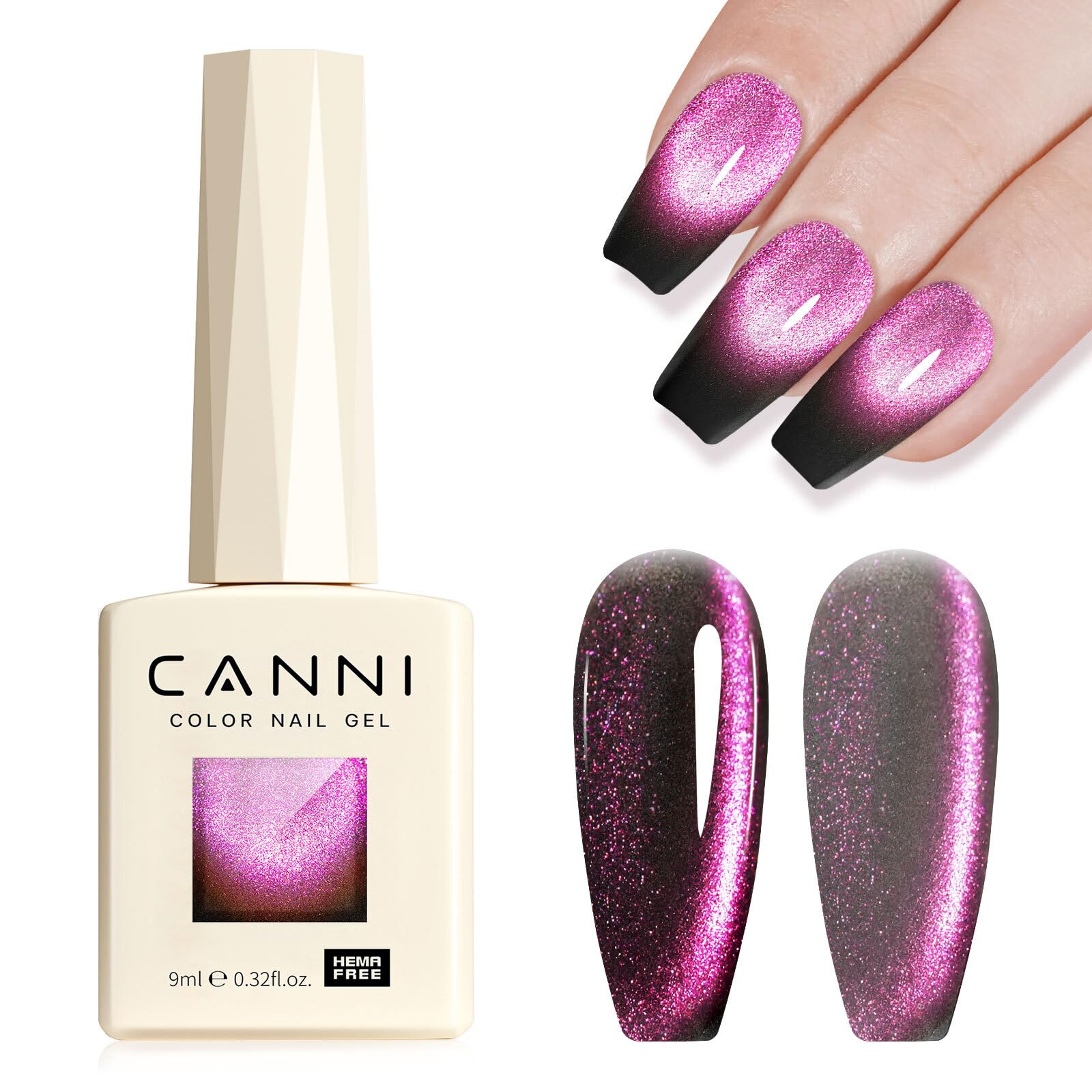 Amazon.com: CANNI Cat Eye Gel Nail Polish 1Pcs 9ml Pinkish Purple color ...
