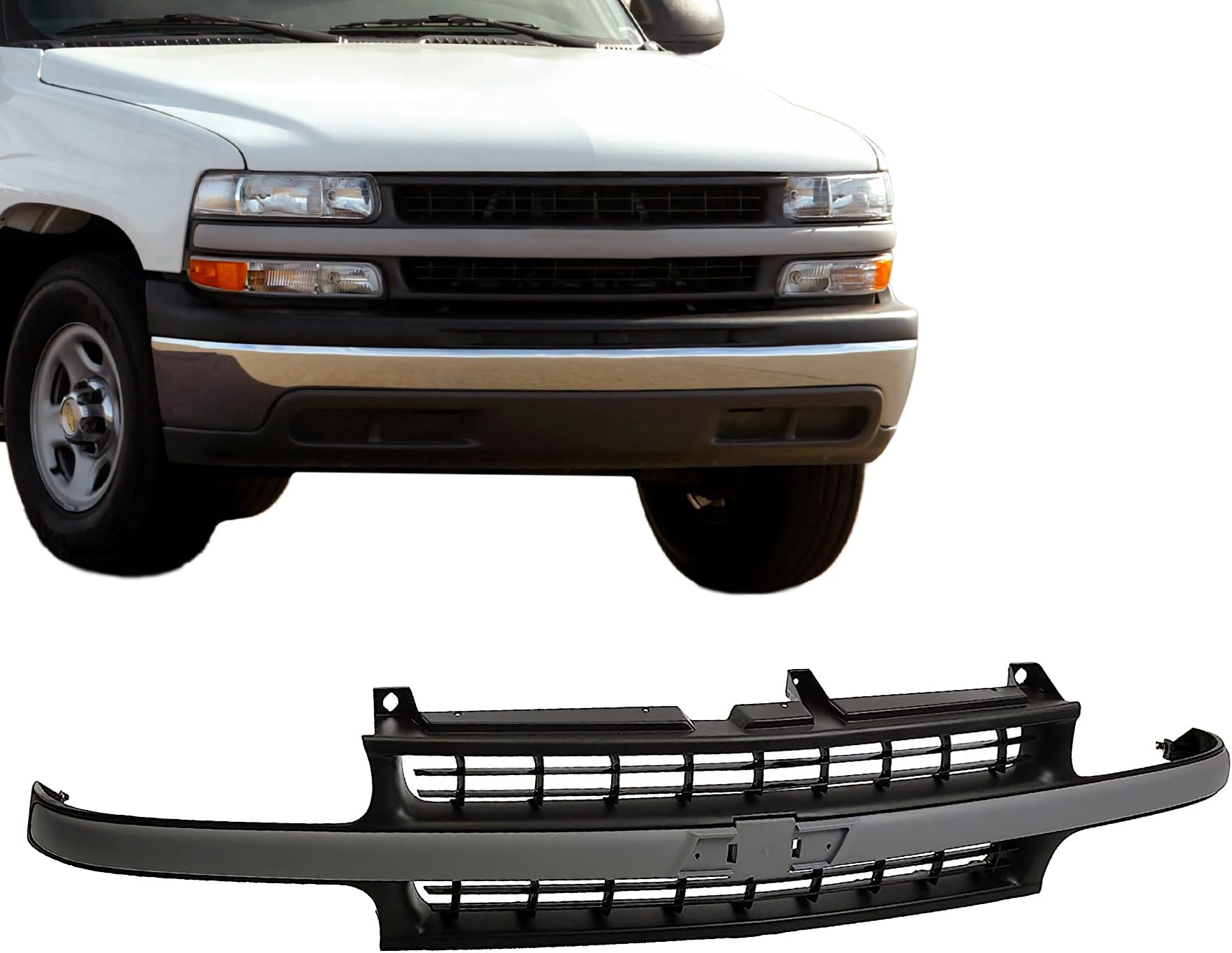 Amazon.com: Titanium Plus Autoparts Front Black Grille Assembly Grill ...