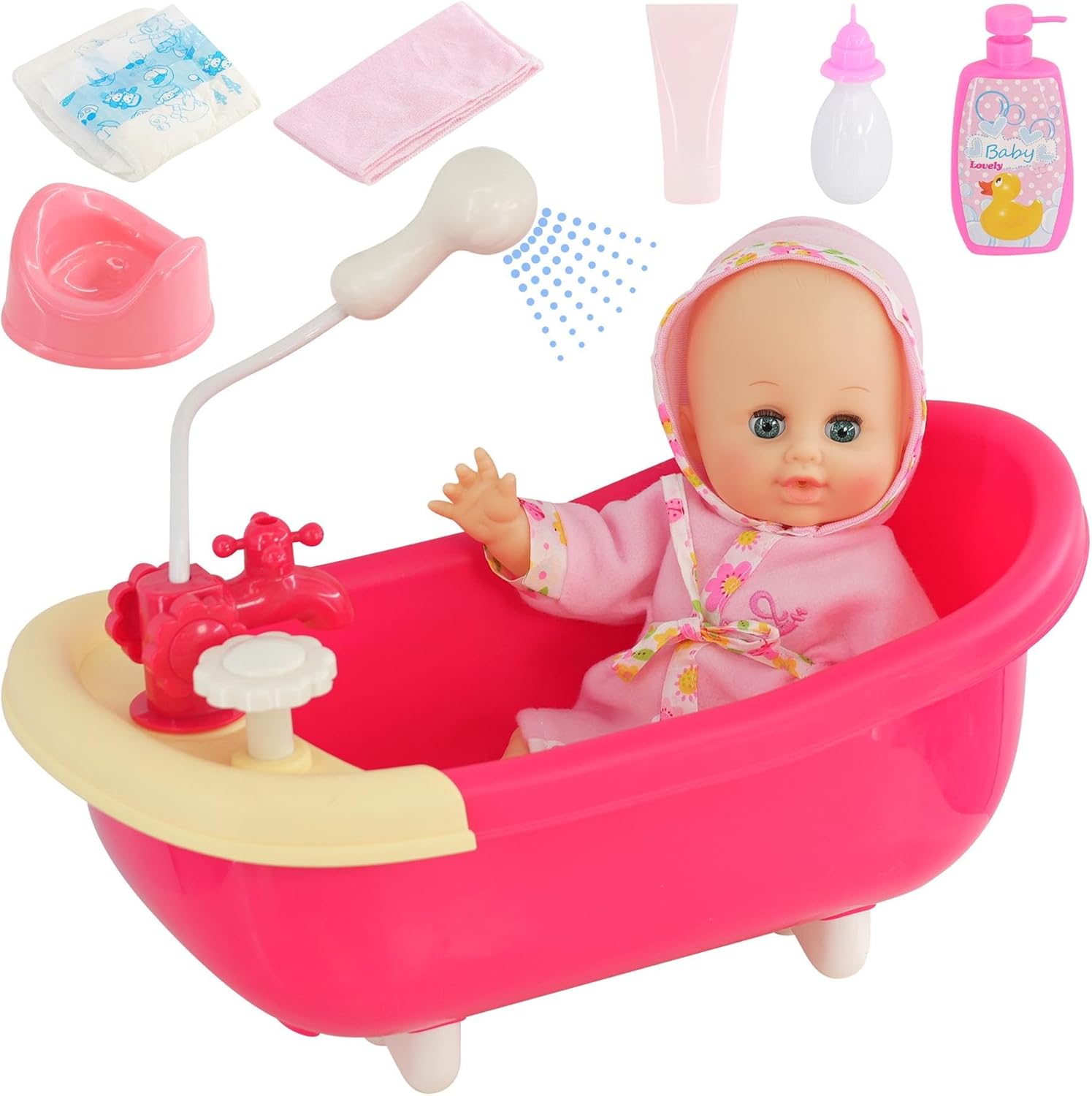 Bibi Doll Bath Set with Doll & Accessories Bathtub with a Working ...