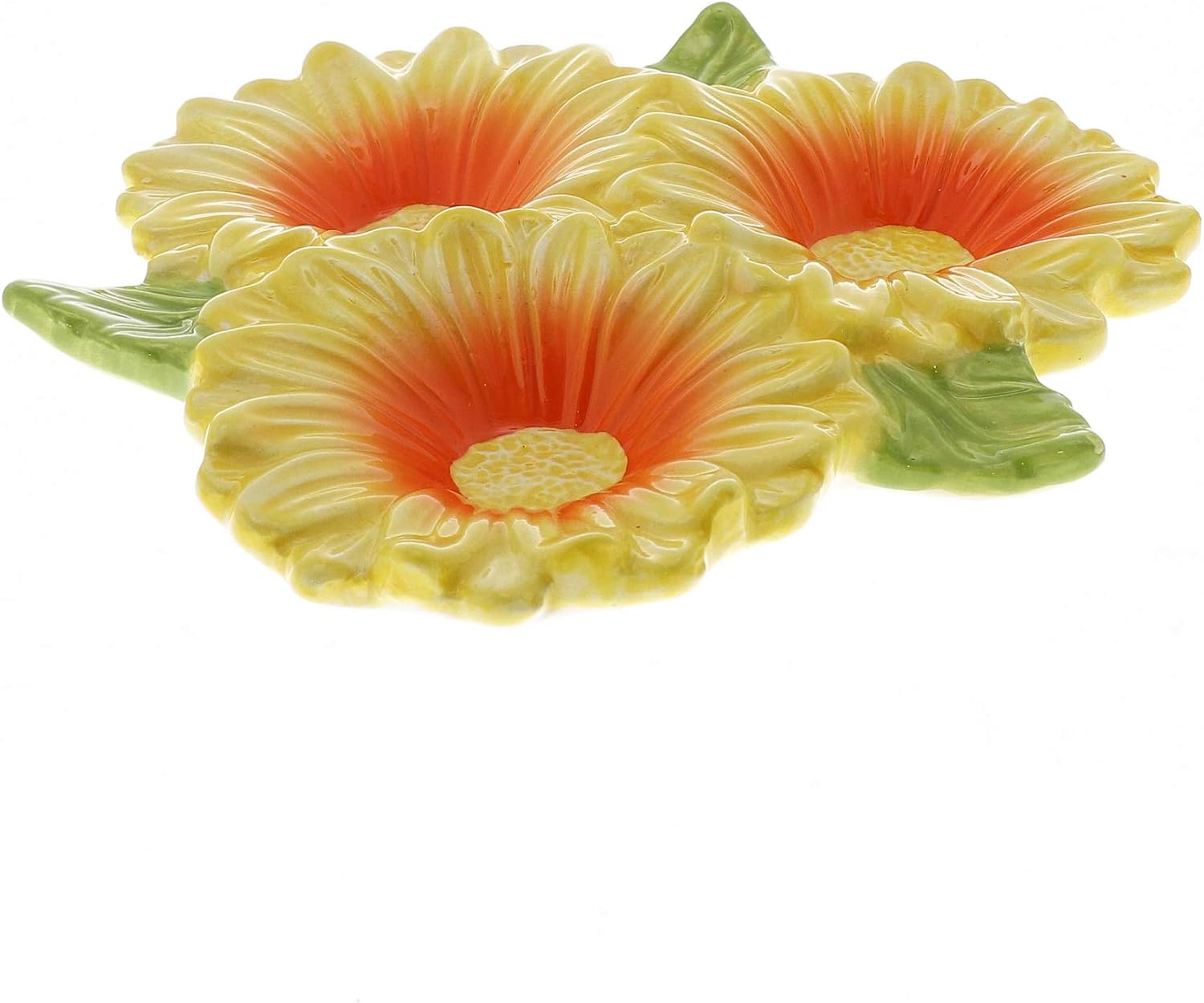 Amazon.com | Servette Home Three Section Snack Dish Sunflower Condiment ...