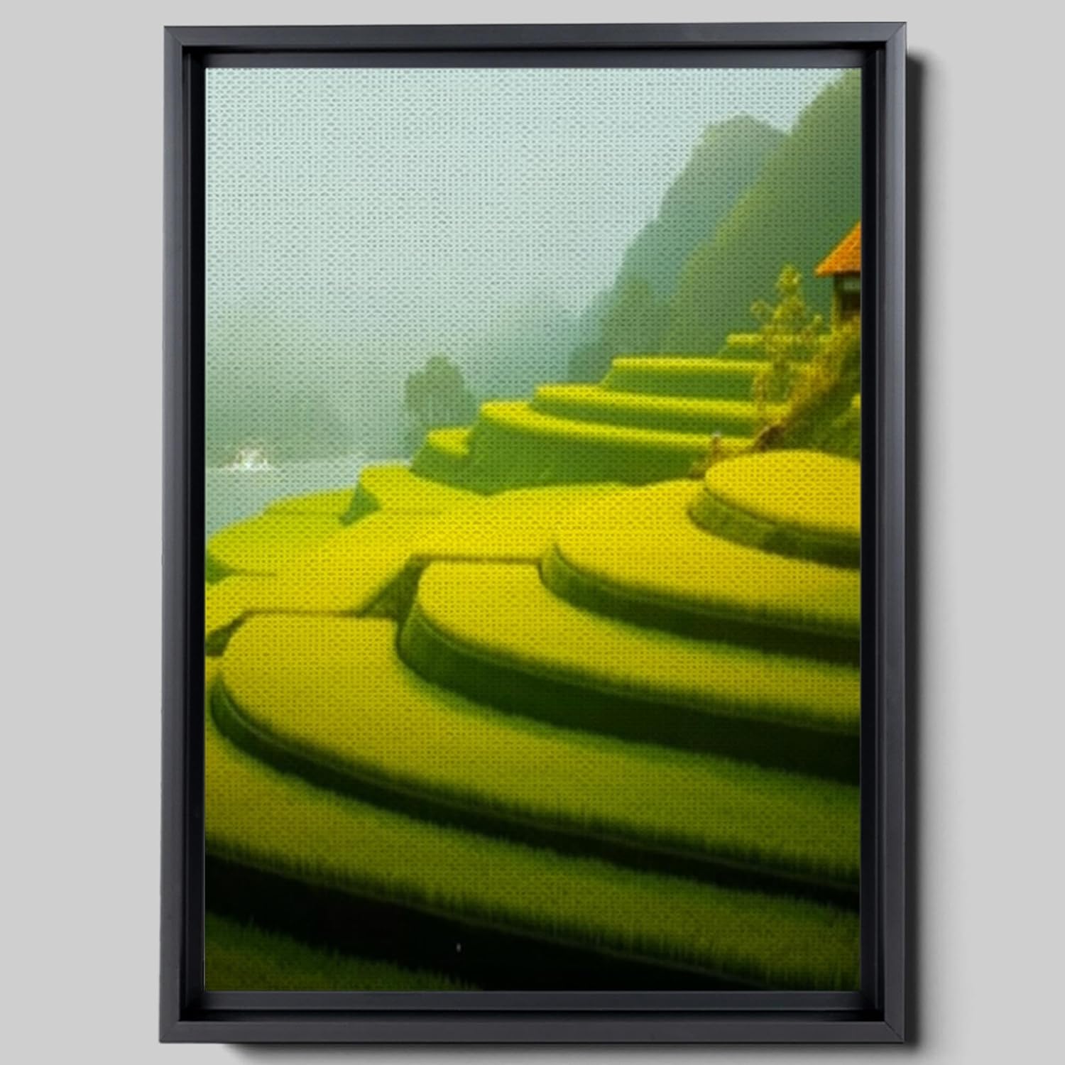 Amazon.com: Rice harvest landscape print with realistic details, golden ...