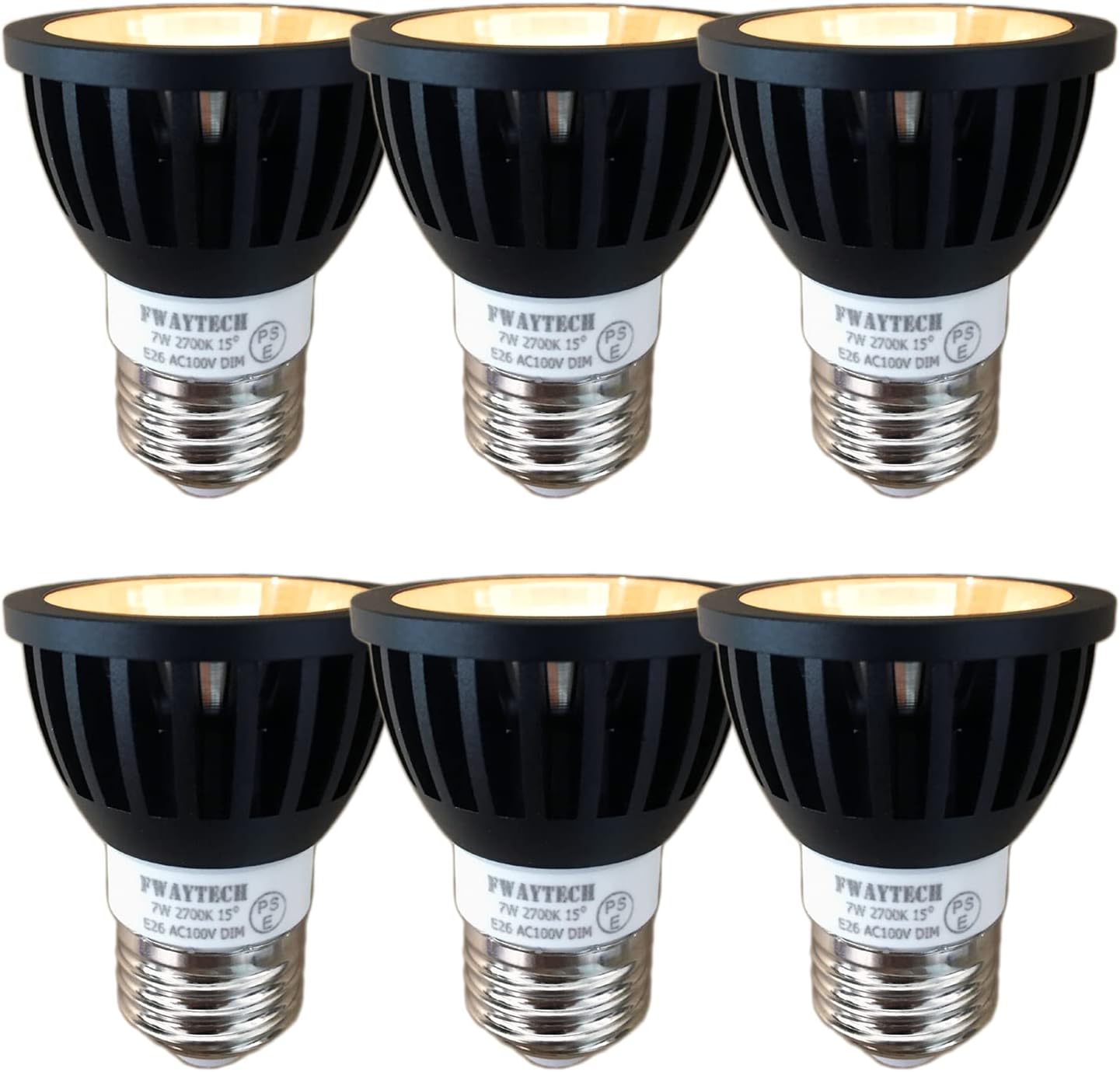 Amazon | Fwaytech ledスポット e26口金 狭角 ブラック 調光器対応 7W LEDハロゲン電球60W～75W相当 ダクトレールLEDスポットライト 密閉器具対応 6個 ...