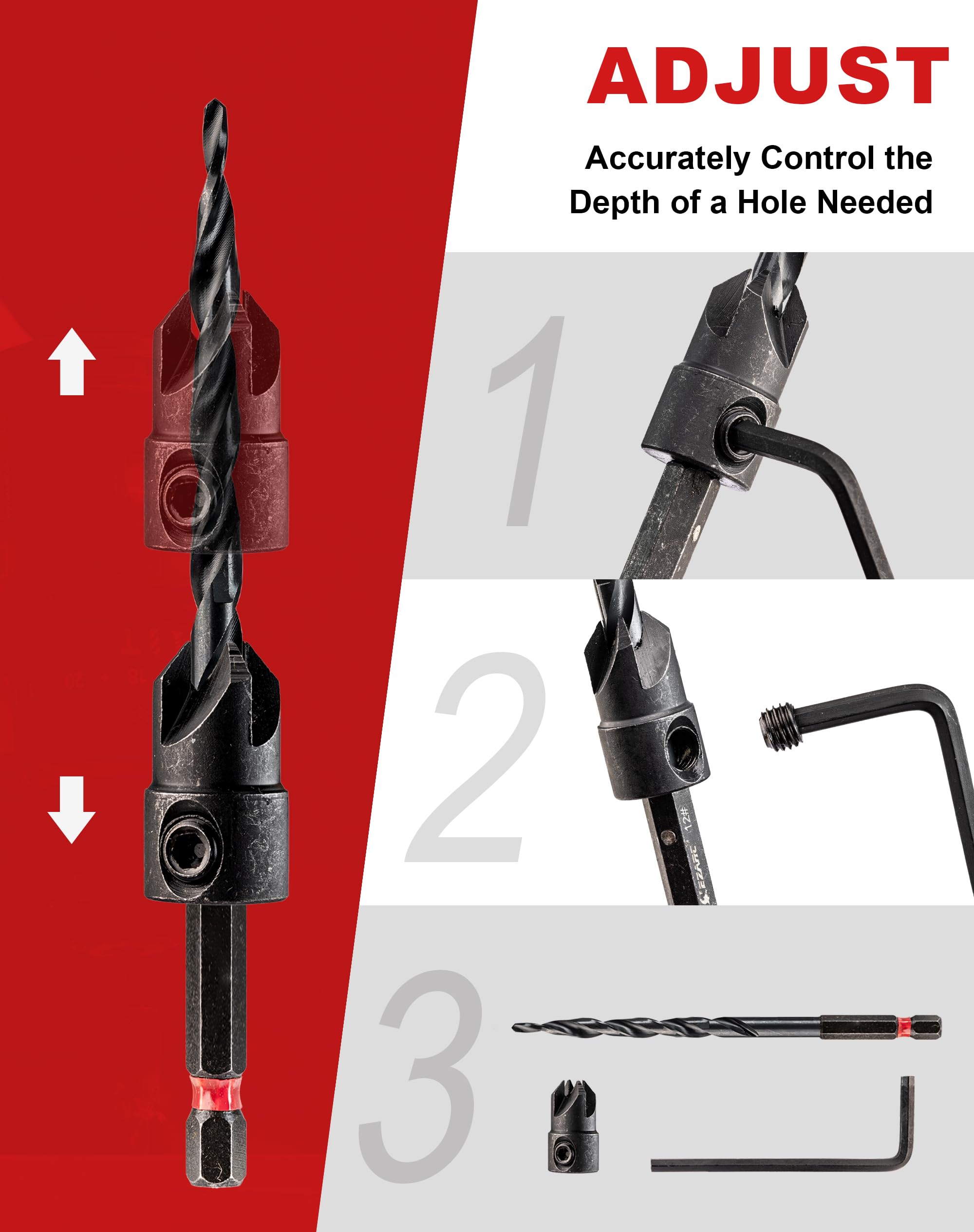 Snapklik.com : Countersink Drill Bit Set, 8 PCS Tapered Drill Bits ...