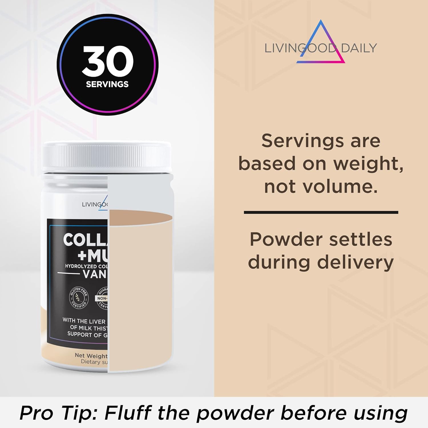 Buy Livingood Daily Vanilla Collagen Powder - Collagen Peptides Powder ...