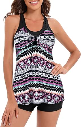 Amazon.com: Century Star Tankini Swimsuits for Women Retro Bathing ...