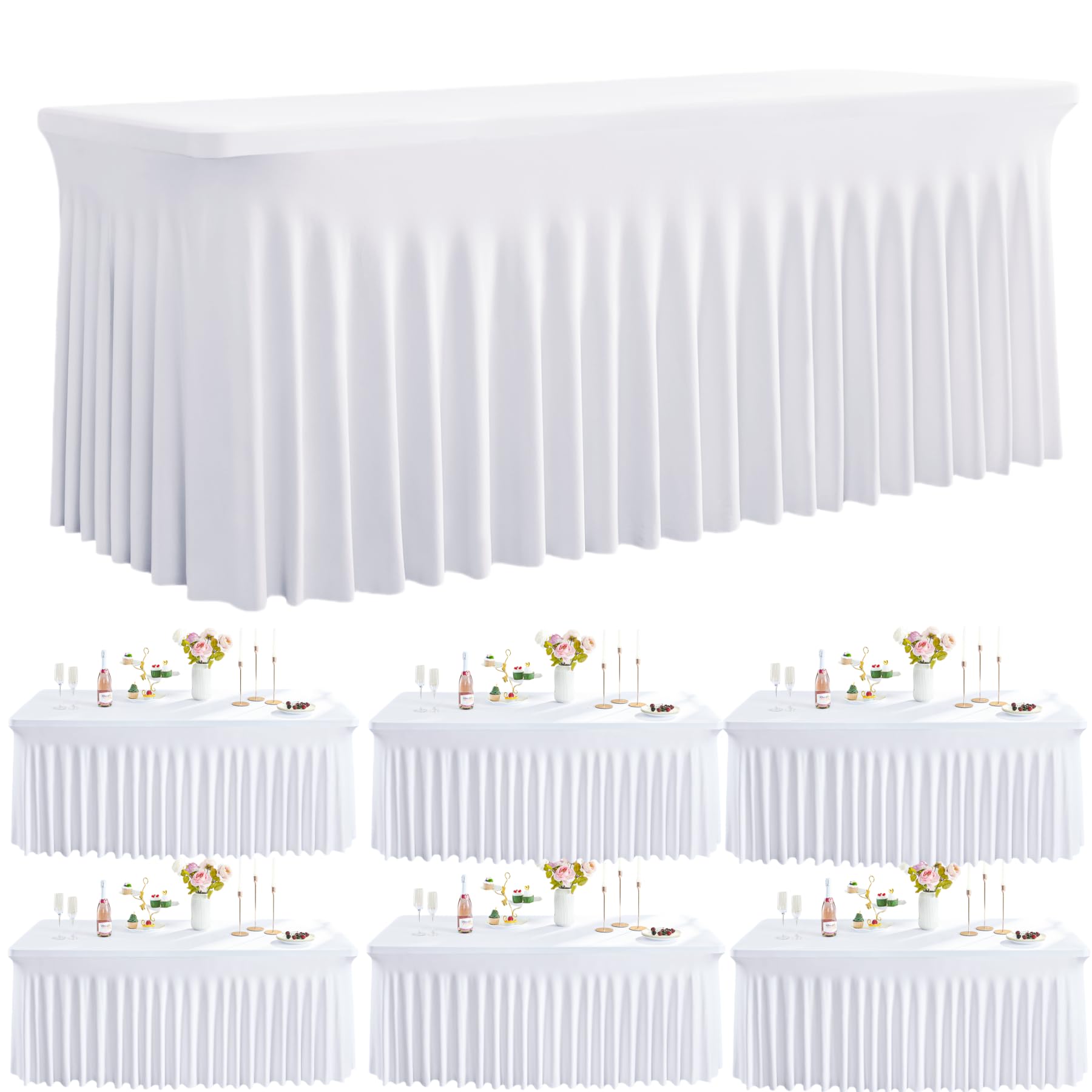 Amazon.com: Outpain White Spandex Table Clothes for 6 Foot Rectangle ...