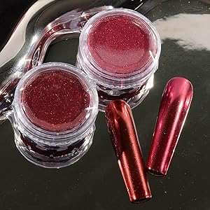 Amazon.com: Red Metallic Chrome Powder, 2 Jars Red Style Oxblood Red ...