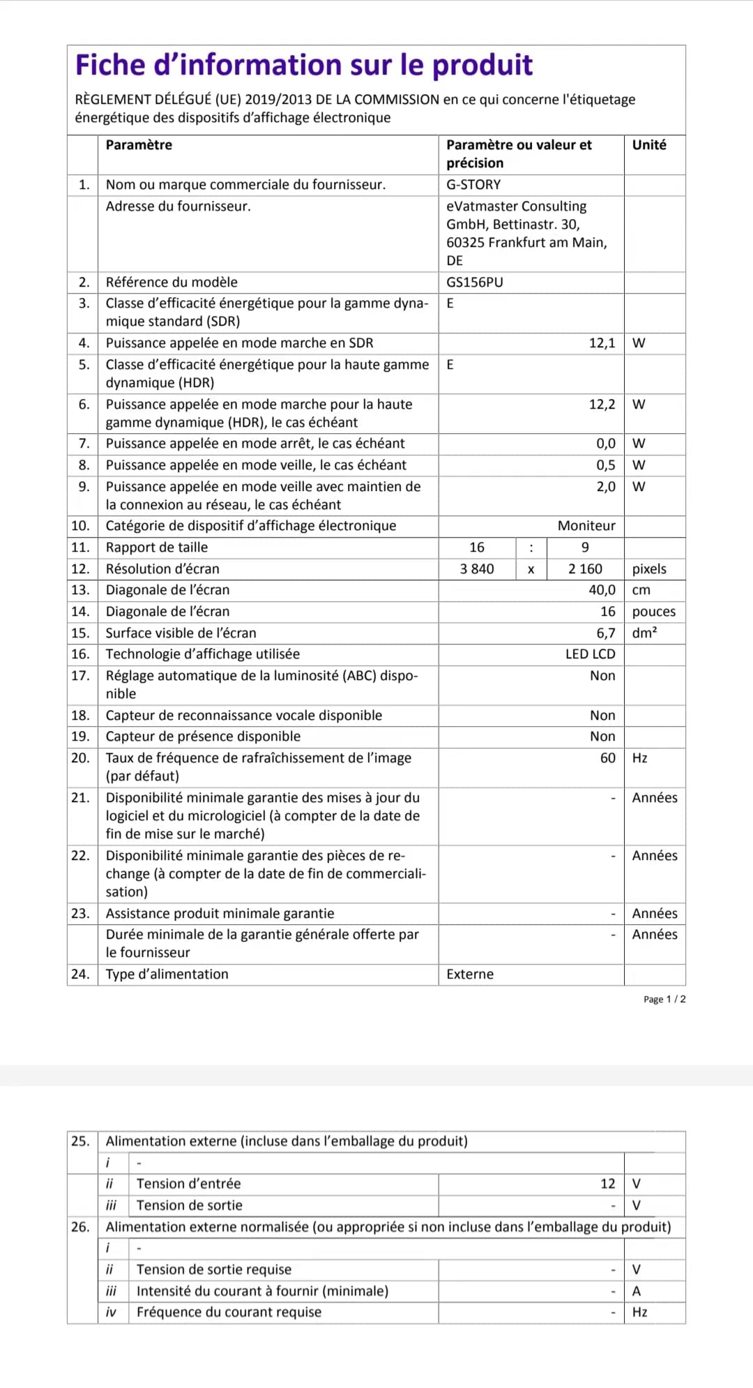 G-STORY Moniteur Portable 15,6 Pouces pour PS5, Moniteur de Jeu ...