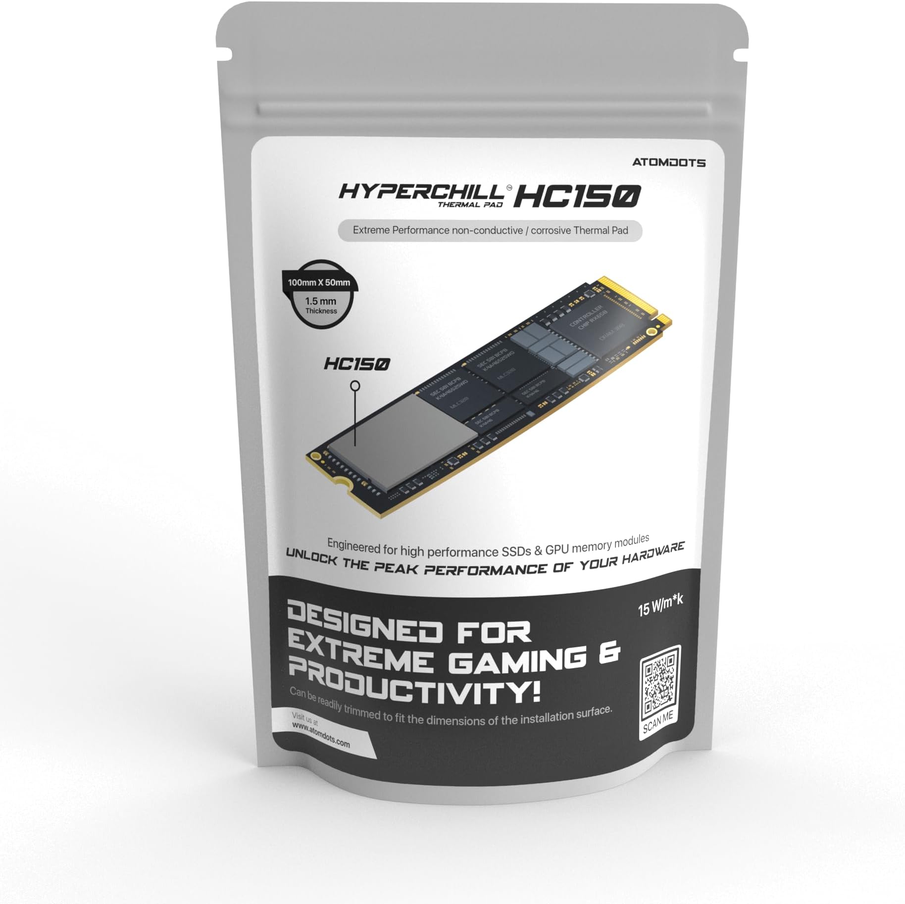 Hyperchill HC150 Thermal Pad 15 W/m*K | 100 X 50 mm (1.5 mm) : Amazon ...