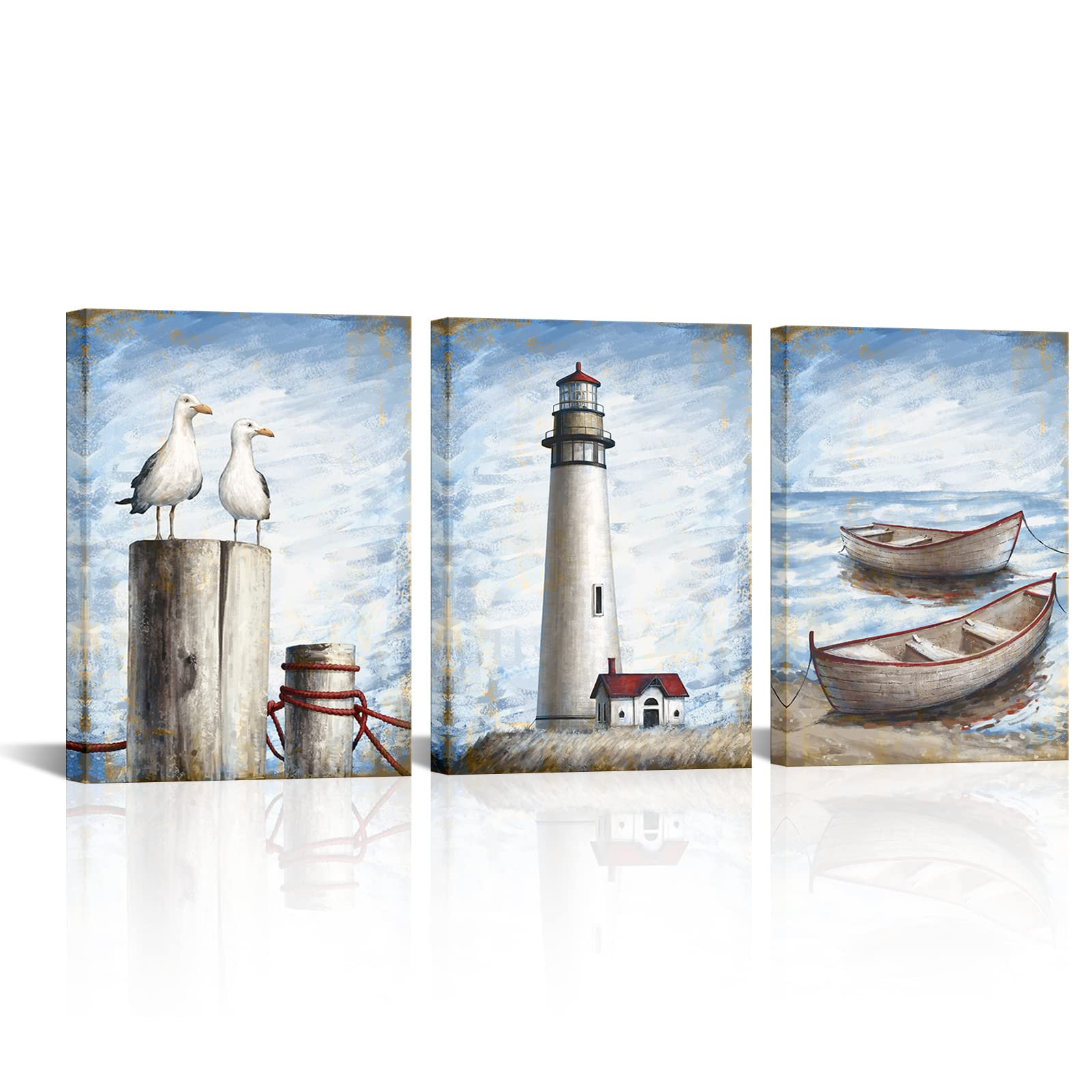 Amazon.com: LoveHouse Lighthouse Canvas Wall Art Nautical Bathroom ...