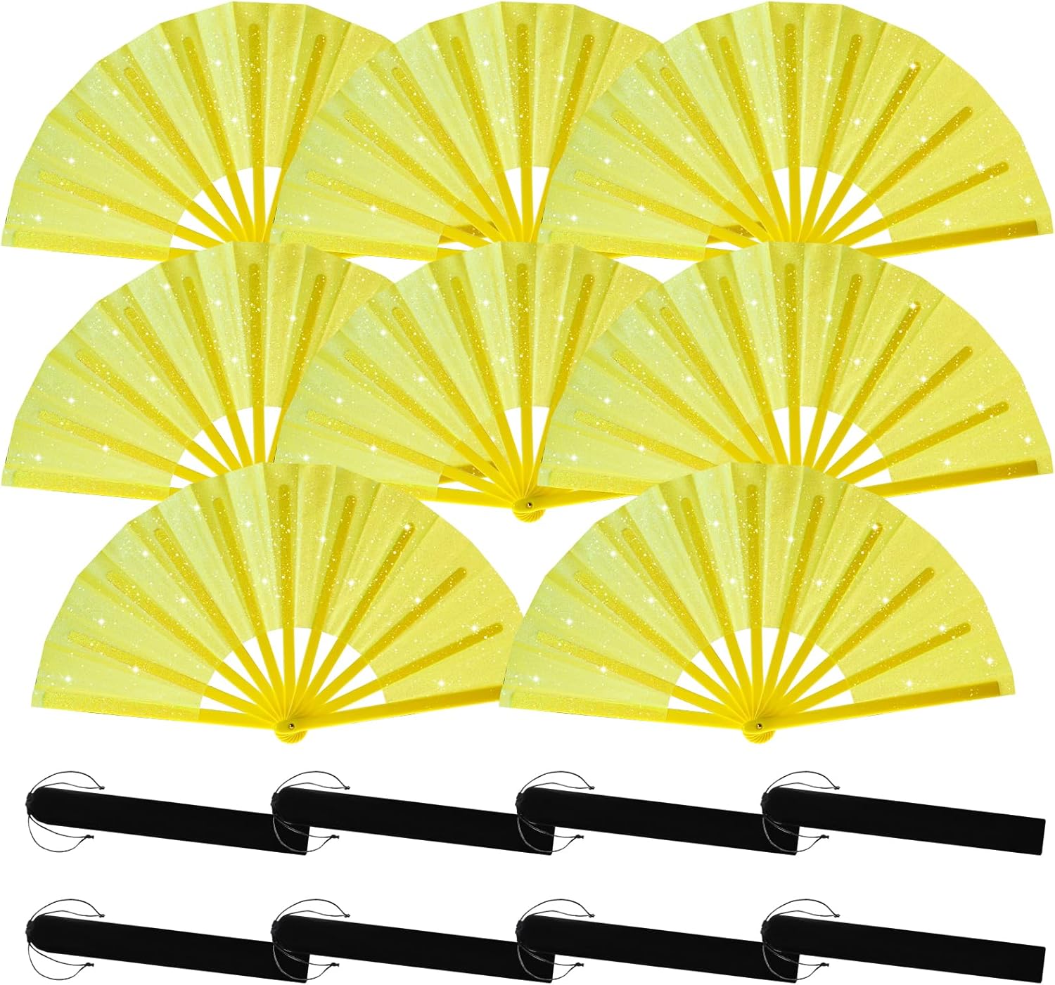 Amazon.com: ATTRACME 8 PCS Large Glitter Folding Fans Bulk with Sleeves ...