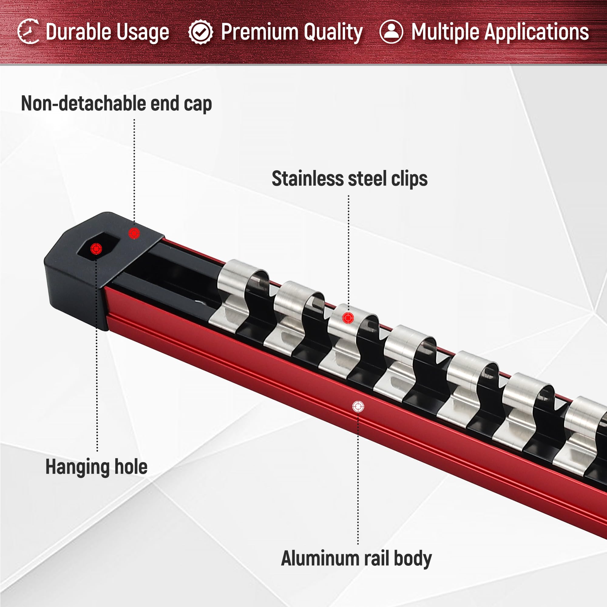Snapklik.com : ALOANES 3/8-Inch Drive Magnetic Socket Organizer, Heavy Duty Aluminum Socket ...