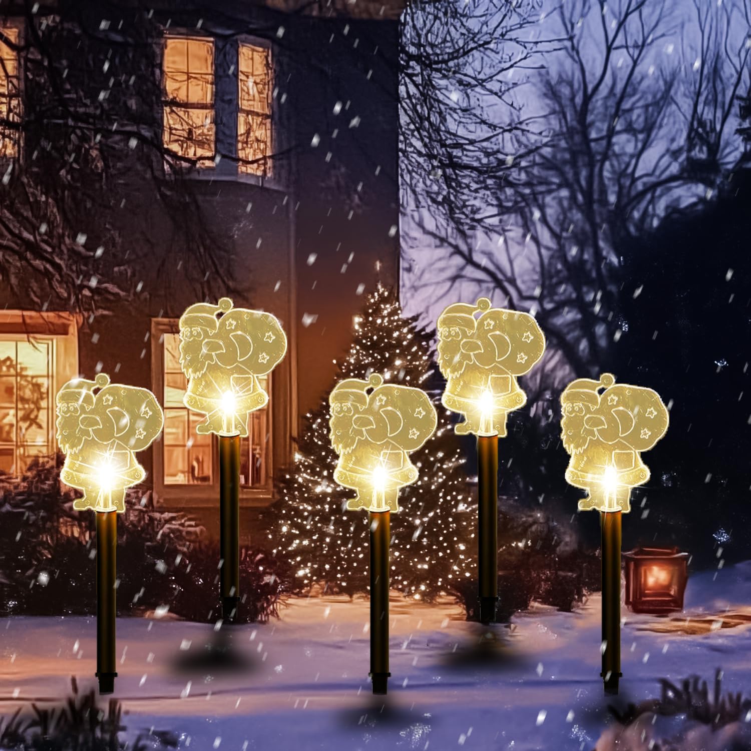 Solar Christmas Pathway Lights, 5 Pack Solar Christmas Decor Santa ...