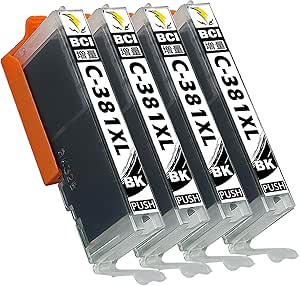 Amazon.co.jp: キャノン Canon 用 BCI-381 381XLBK インク 互換インクカートリッジ ブラック 黒 BCI-381XL(BK)×4 プリンターインク 大容量 ...