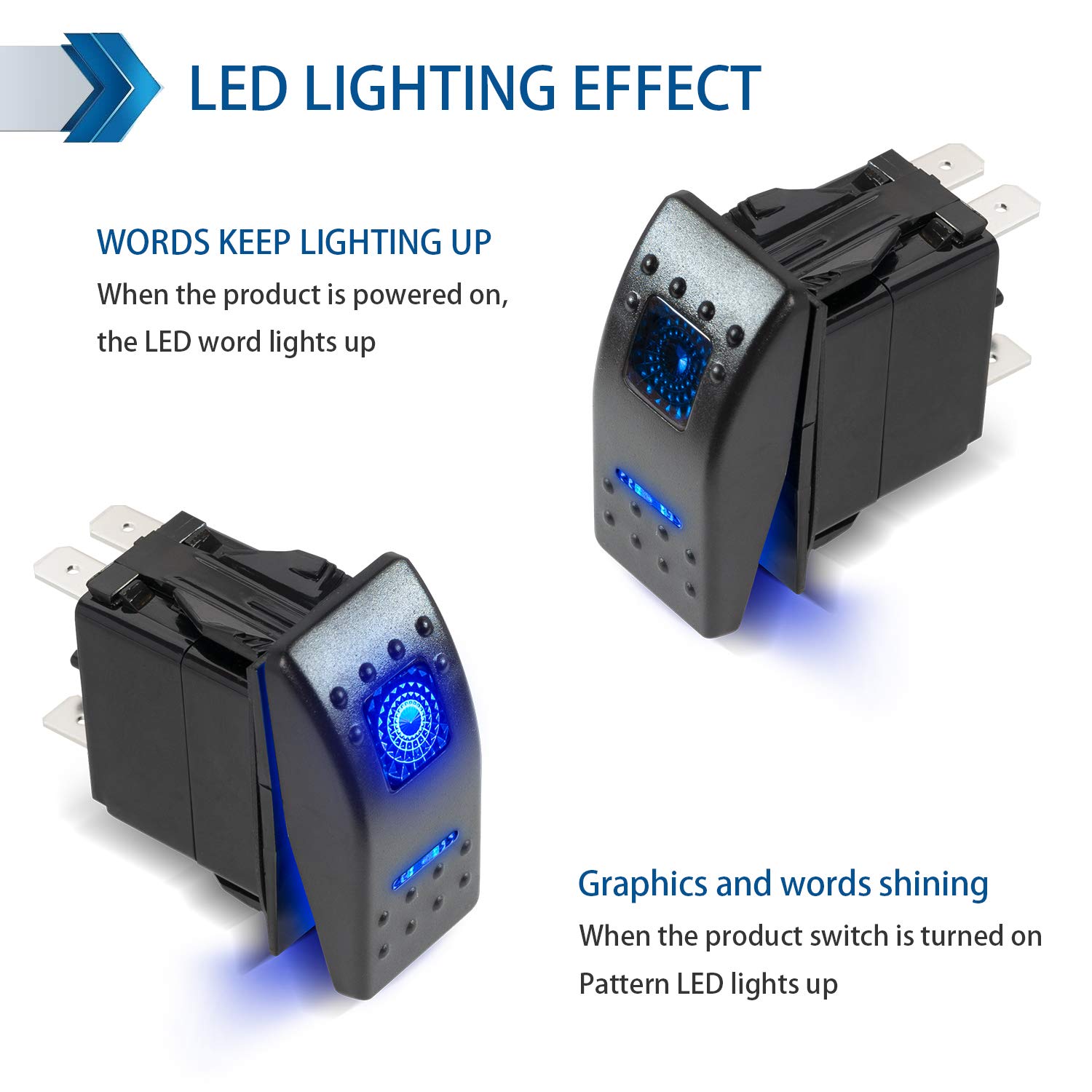 Snapklik.com : FXC Rocker Switch 5Pin Laser On/Off Blue LED Light 20A ...