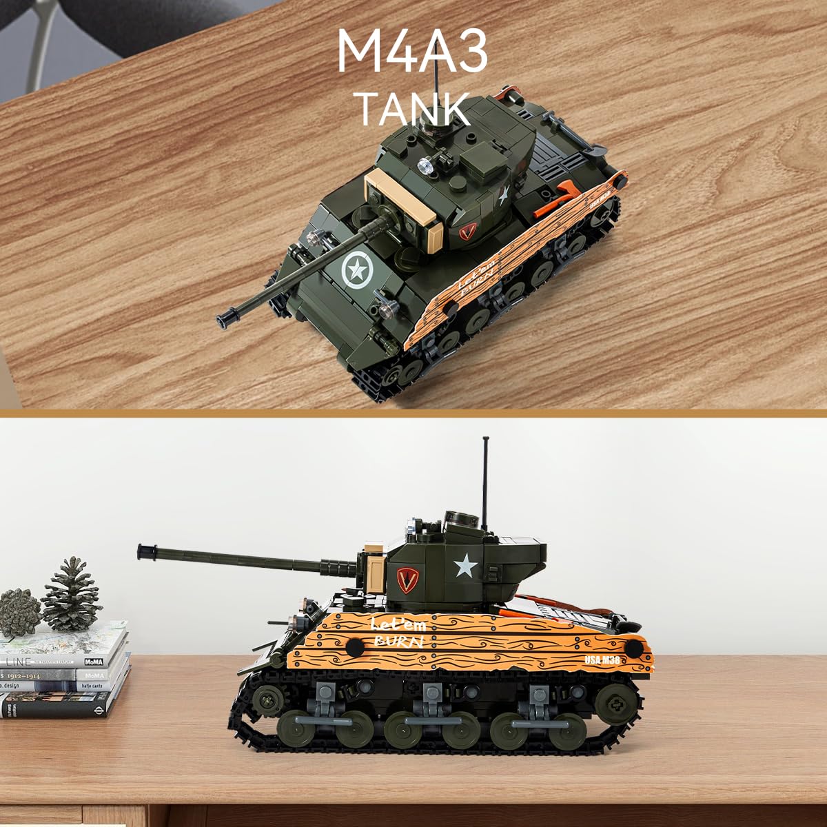 DAHONPA M4A3 Sherman Main Battle Tank Building Blocks for Adults ...