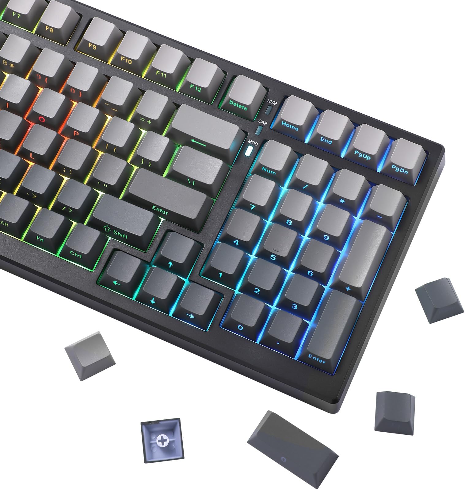 Amazon.com: YUNZII Black Gray Gradient PBT Keycaps, 136-key Double Shot ...