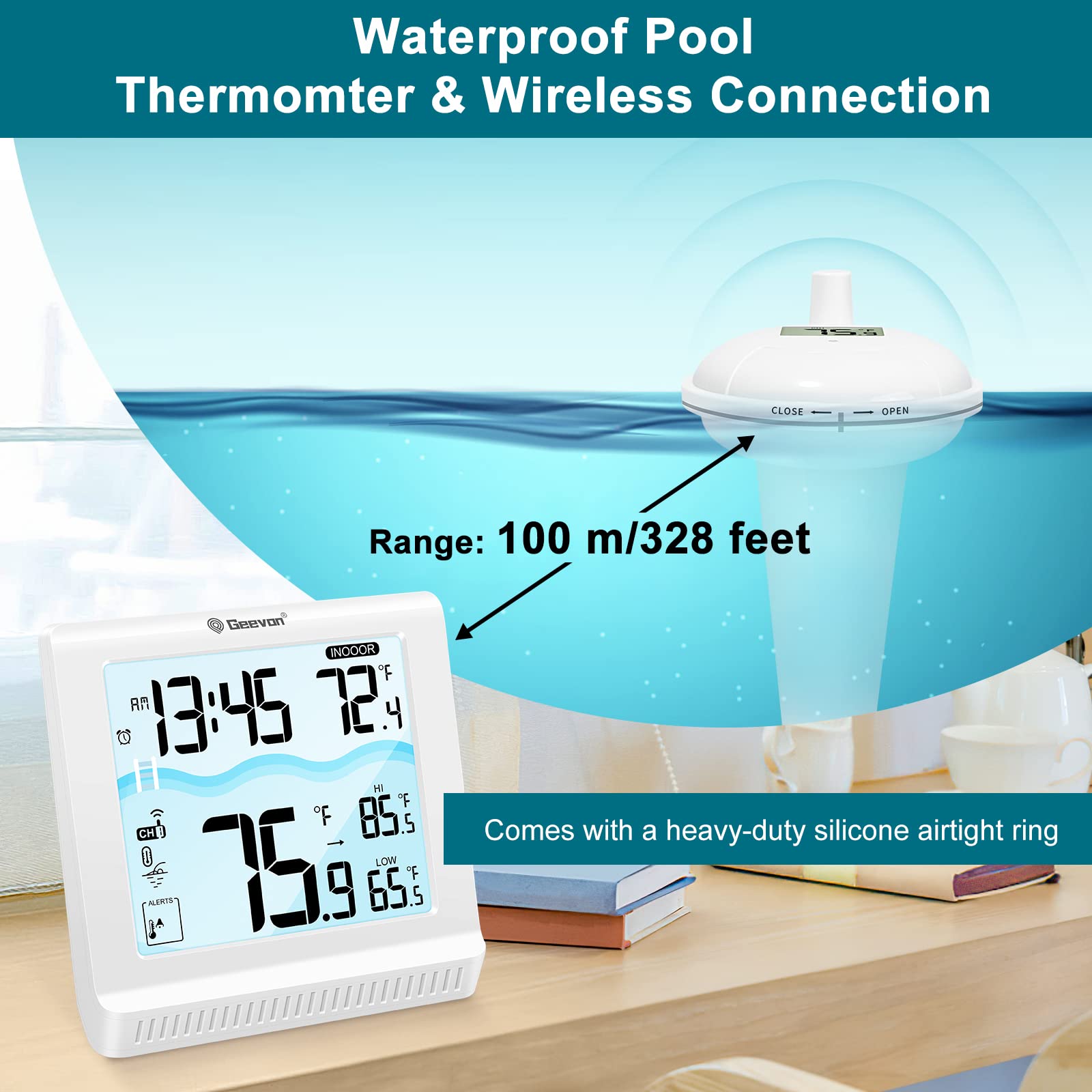 Snapklik.com : GEEVON Wireless Pool Thermometer Floating Easy Read ...