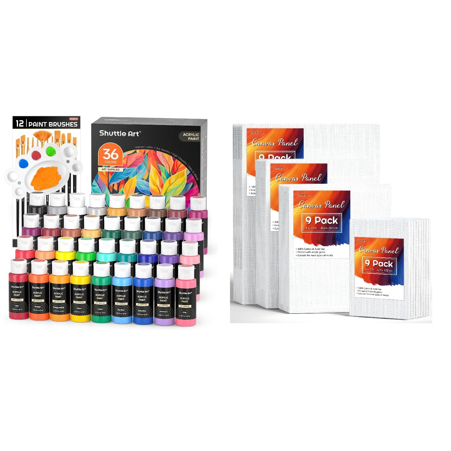 Amazon.com: Shuttle Art Canvas Panels and Acrylic Paint Bundle, Art ...