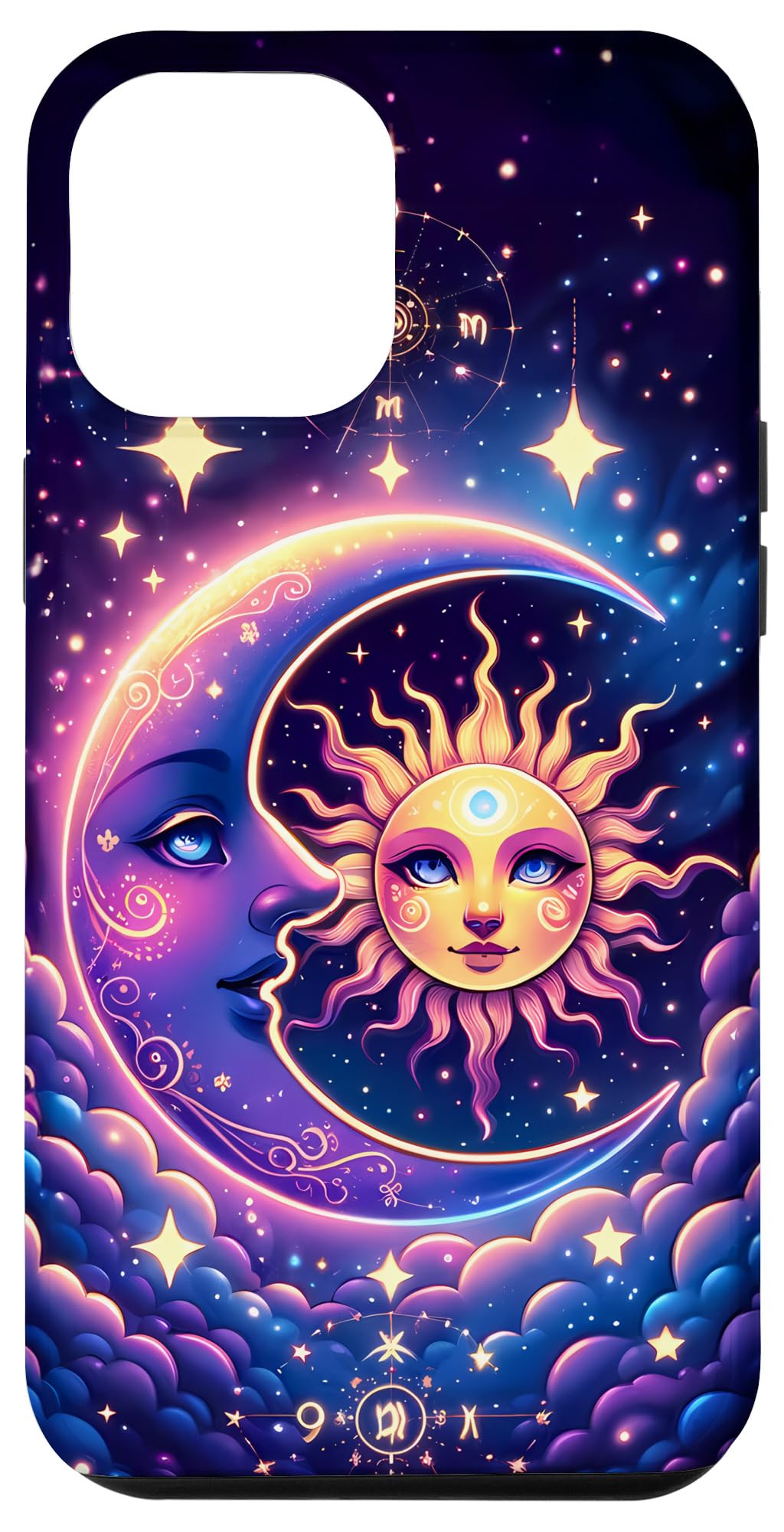 Amazon.com: iPhone 12 Pro Max Blue and Purple Celestial Sun and Moon ...