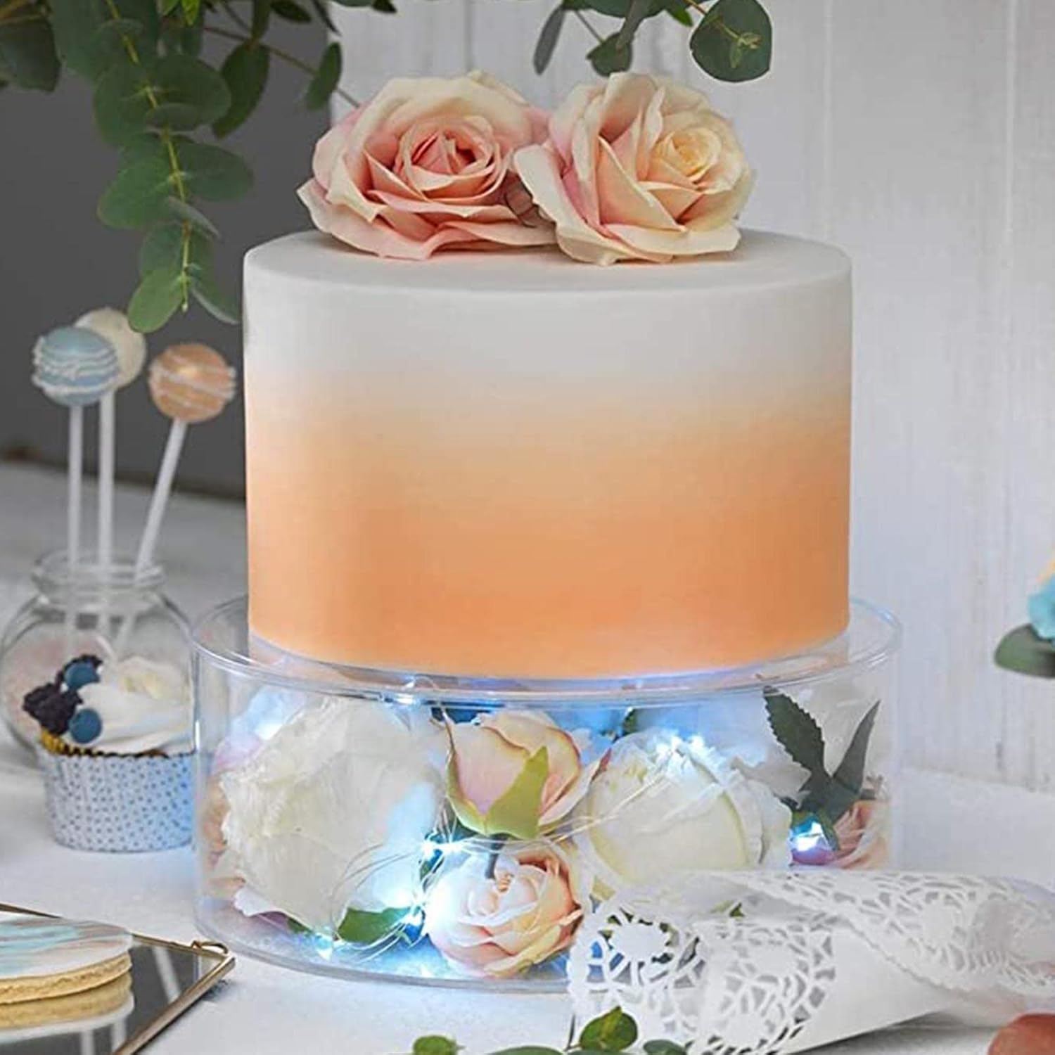 Wokii Clear Acrylic Cake Stands Round Clear Cake Tier Cake Riser ...