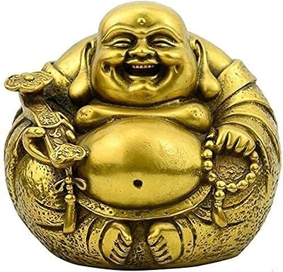 Laughing Buddha Statue for Home – Gold Buddah Statute for Feng Shui or ...