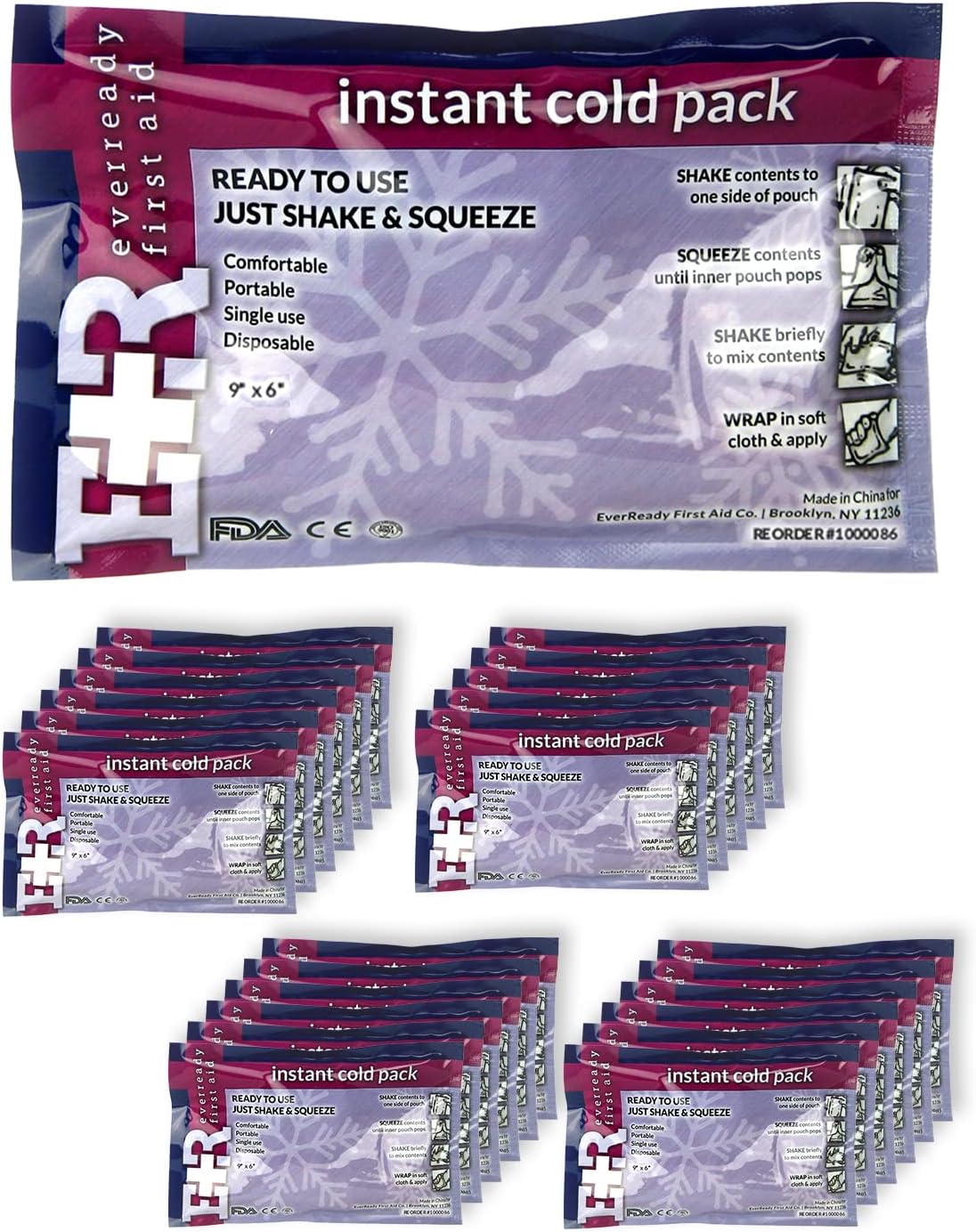 Amazon.com: Instant Ice Cold Pack (6” x 5”) - 50 Packs Disposable ...