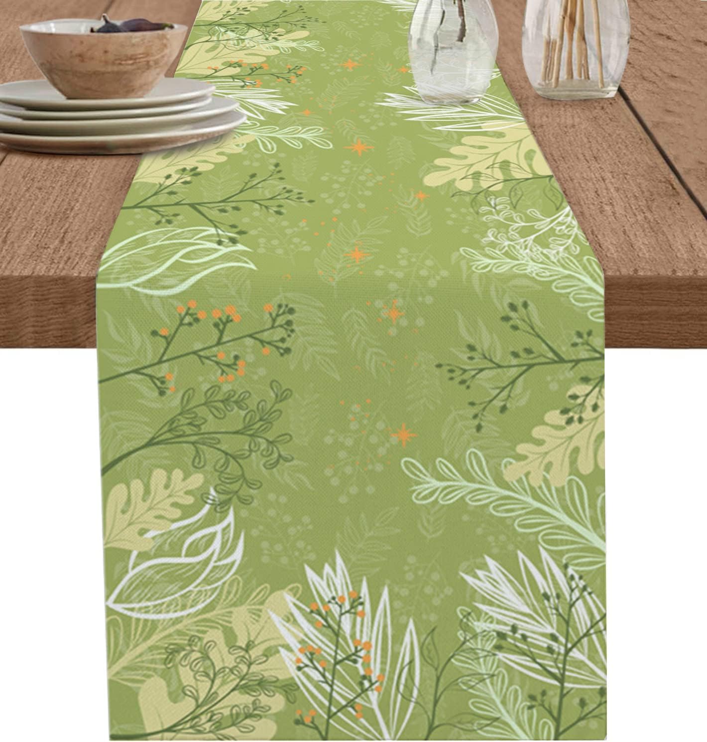 Amazon.com: Table Runner Coffee Table Runners, Green Dining Table ...