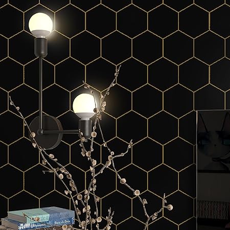 Fiula Black Hexagon Wallpaper Geometric Wallpape Peel and Stick ...