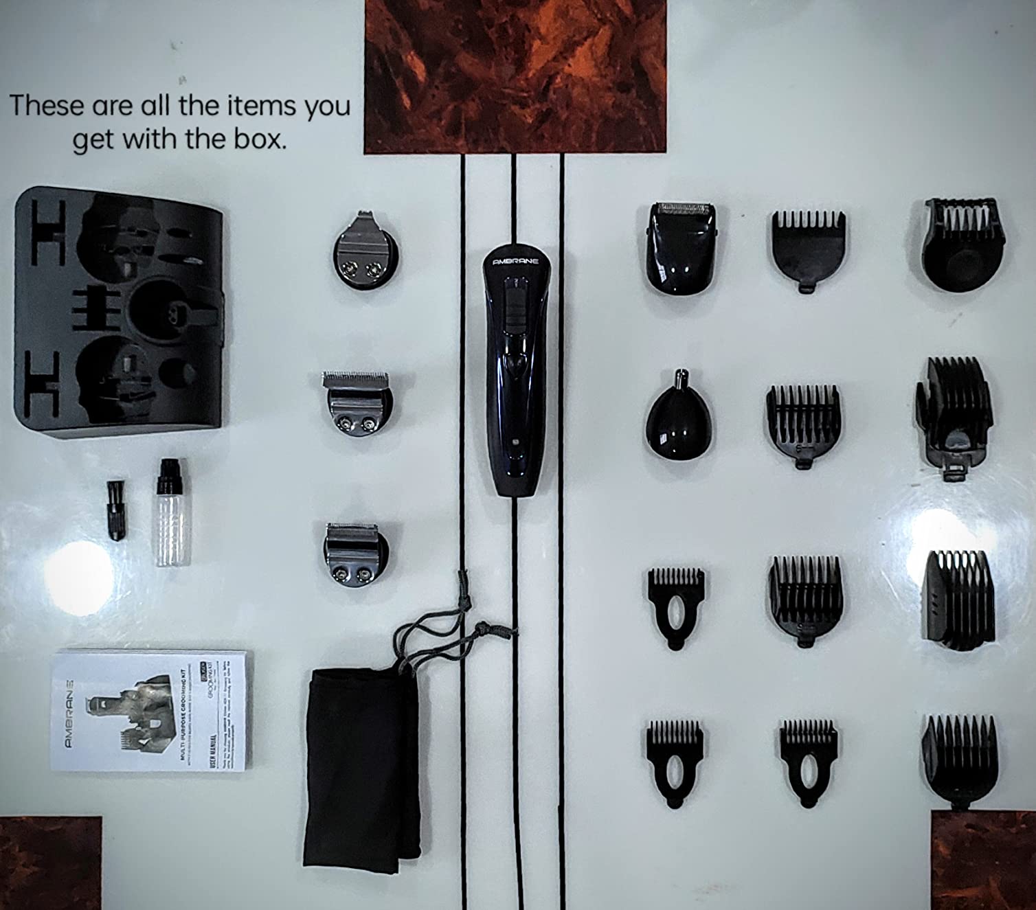 Ambrane Cord-Cordless Trimmer Kit for Men, 60 Mins Runtime, 18 Length ...
