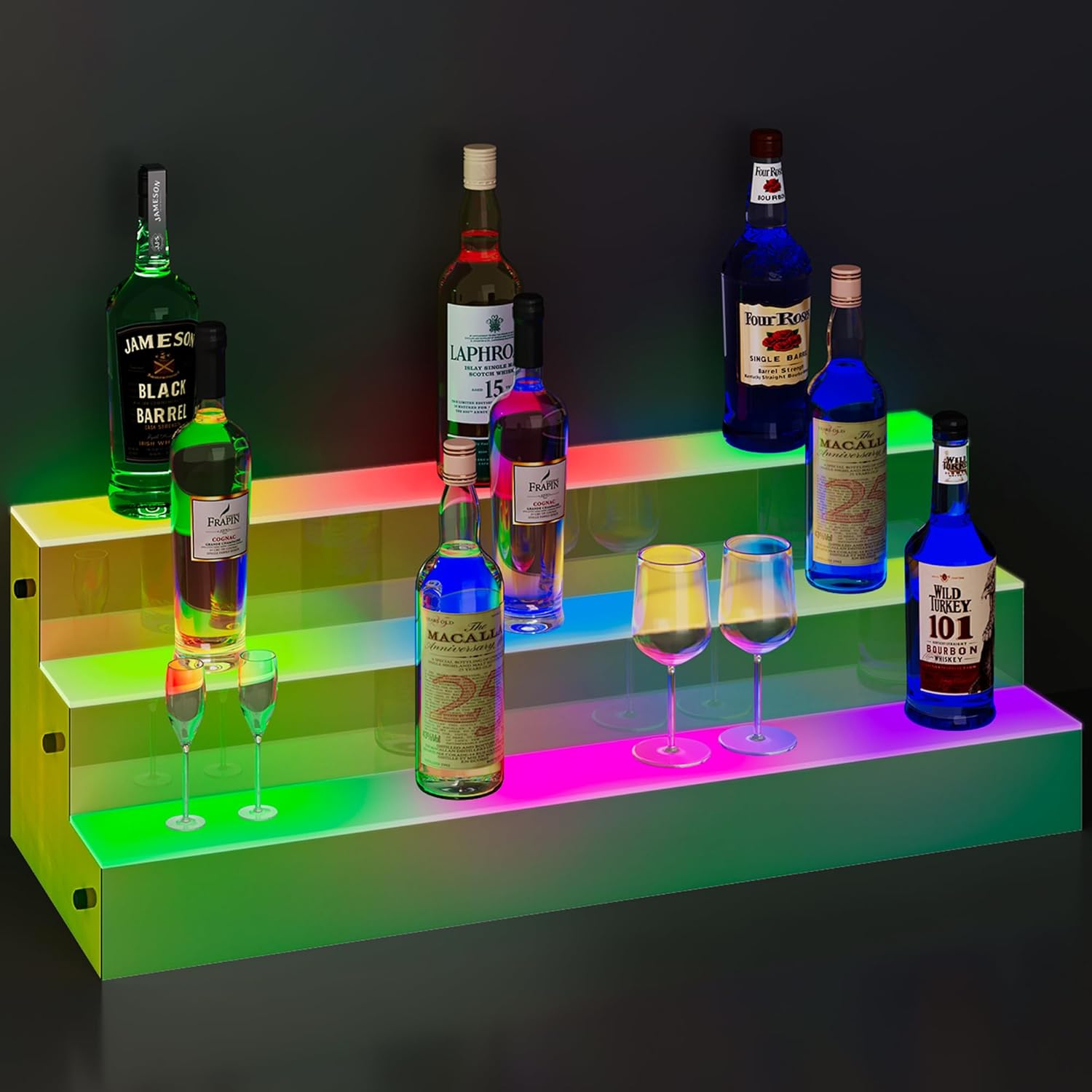 Amazon.com: YITAHOME LED Liquor Bottle Display Shelf 3 Tier 30-Inch ...