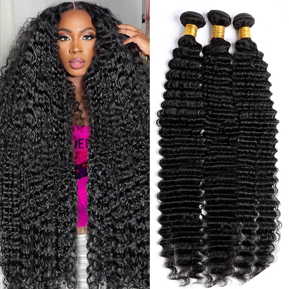 Amazon.com : Seekomi Deep Wave Human Hair 3 Bundles 22 24 26 Inch ...