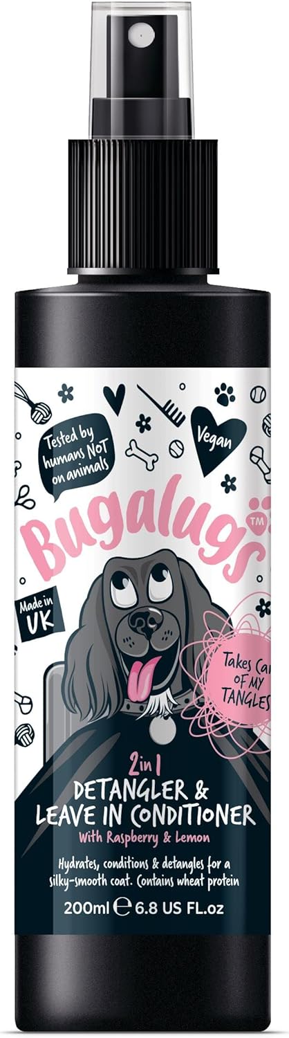 BUGALUGS Dog Detangler Spray, leave In conditioner spray de matting. No ...