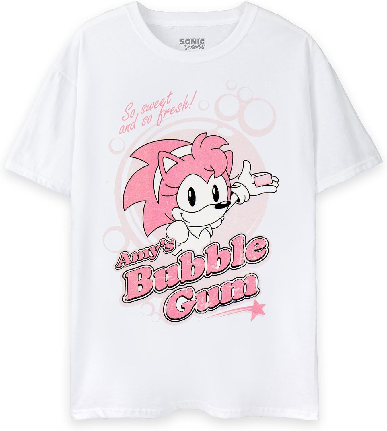 Amazon.com: Sonic The Hedgehog White Women's Amy's Bubblegum T-Shirt ...