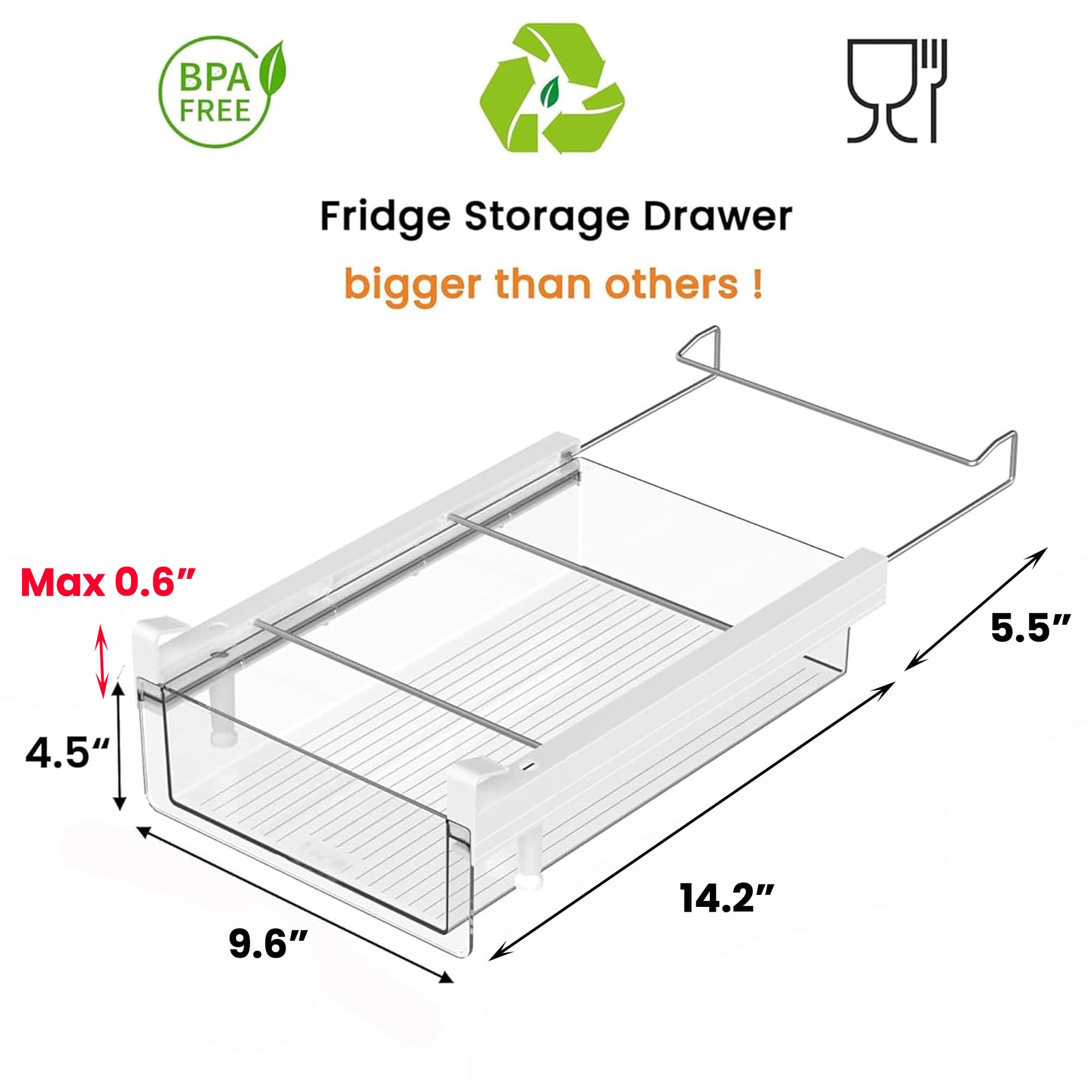 Snapklik.com : Vacane Deeper Refrigerator Drawers, Adjustable ...