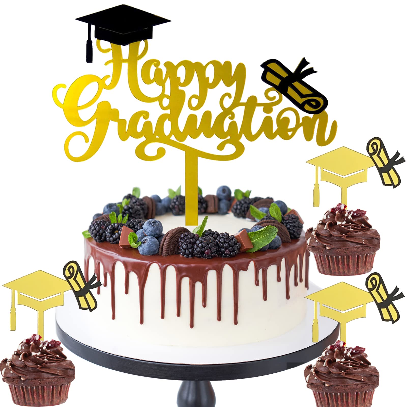 Buy ANCTEY Graduation Cake Toppers Set, Acrylic 1 Big Happy Graduation ...