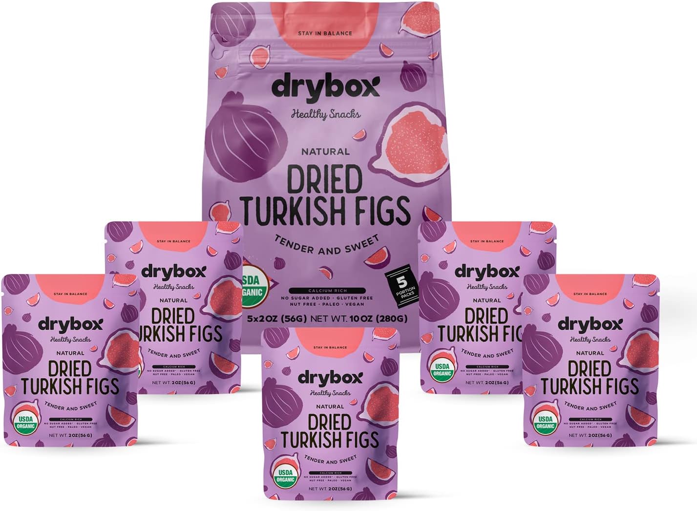 Amazon.com: Drybox Organic Dried Turkish Figs 5 Snack Packs No Sugar ...